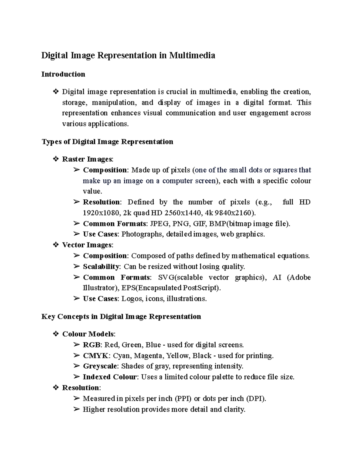 Chapter 3 - Digital Image Representation in Multimedia Concepts - Studocu