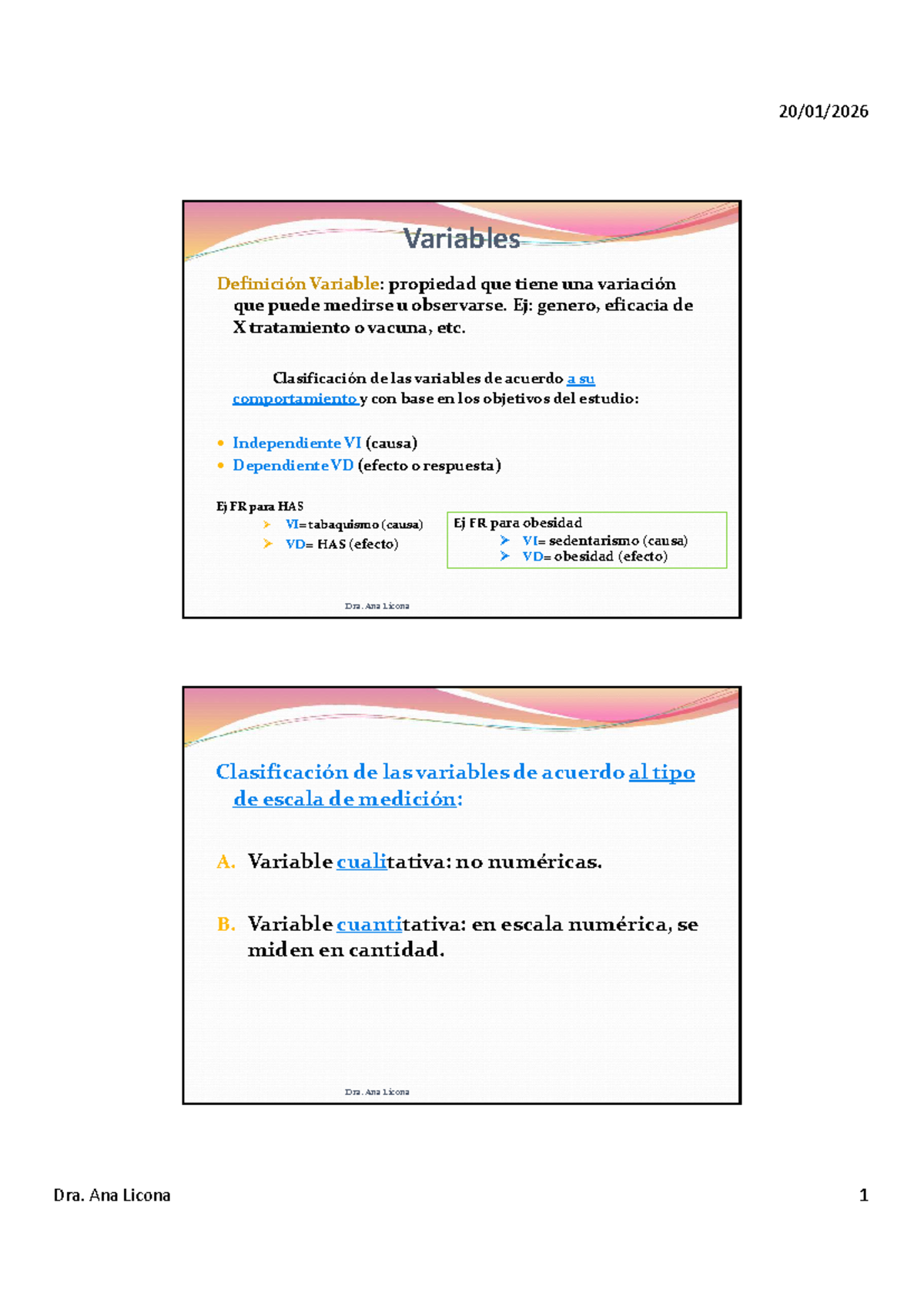 Clasificación y Definición de Variables en Estudio 3.a - Studocu