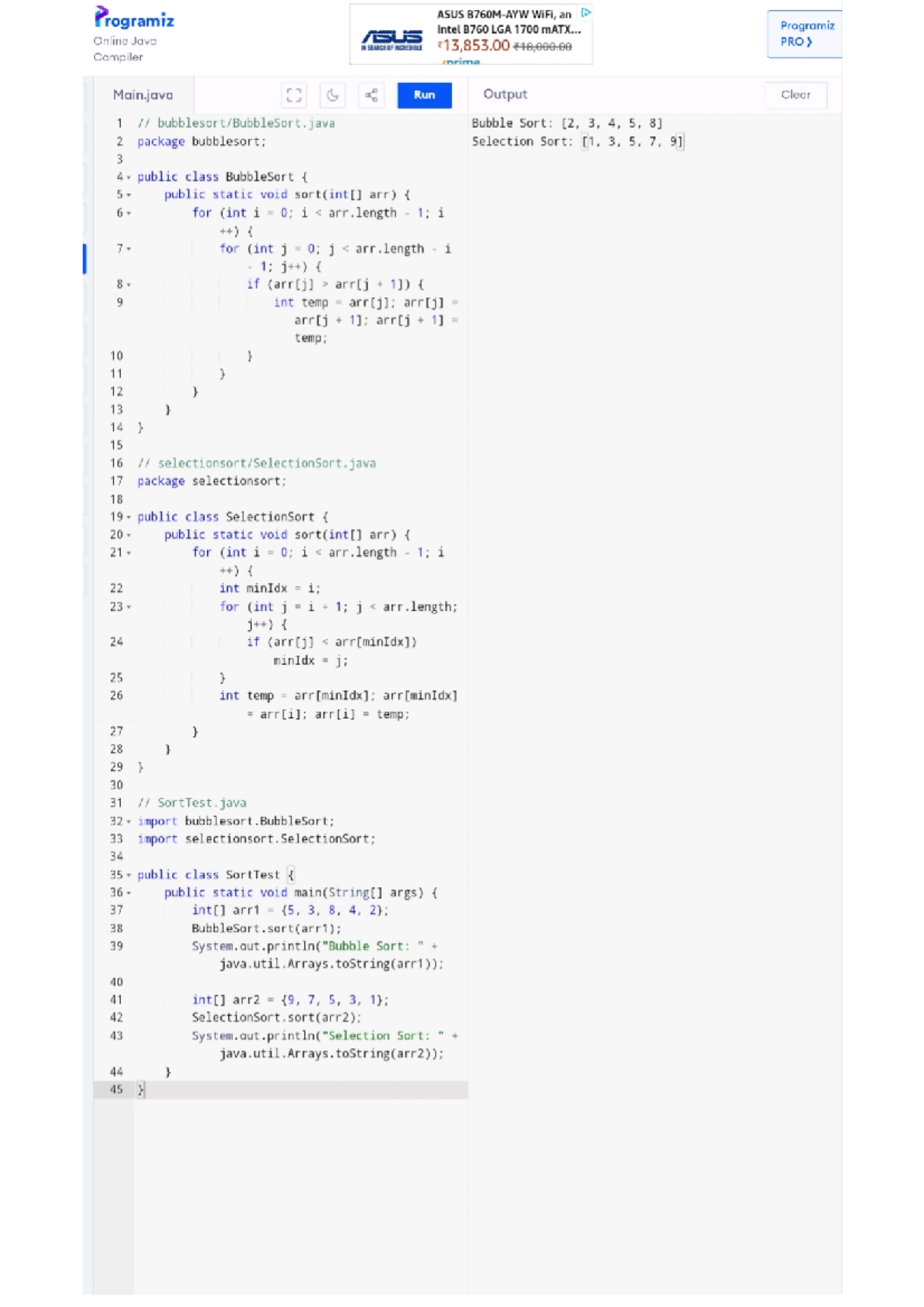 APP WEEK 7 - tutorial work - Programiz ASUS WiFi, an Intel B760 LGA ...
