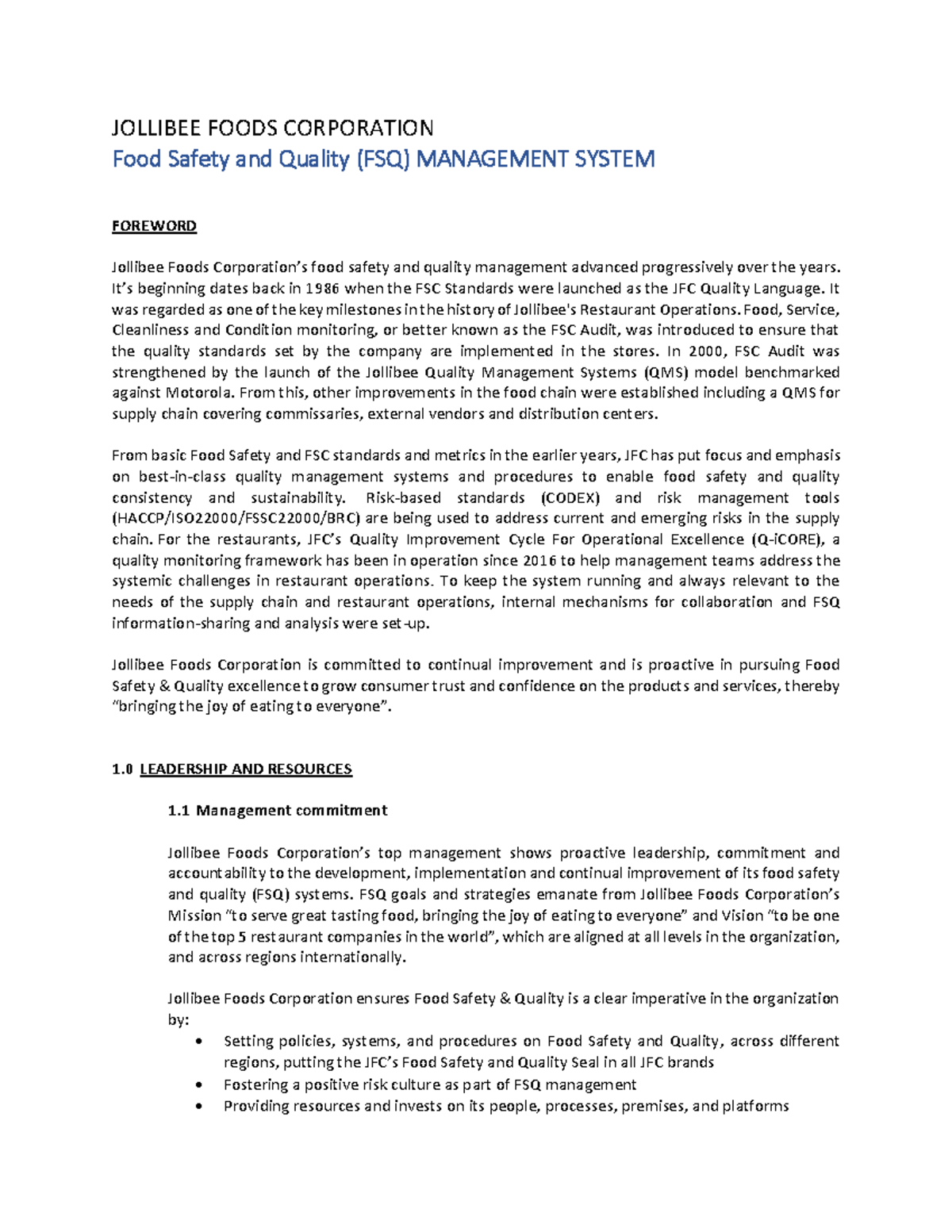JFC Fsqms Documentation Final Copy for Corp Fin Jan7 - JOLLIBEE FOODS ...