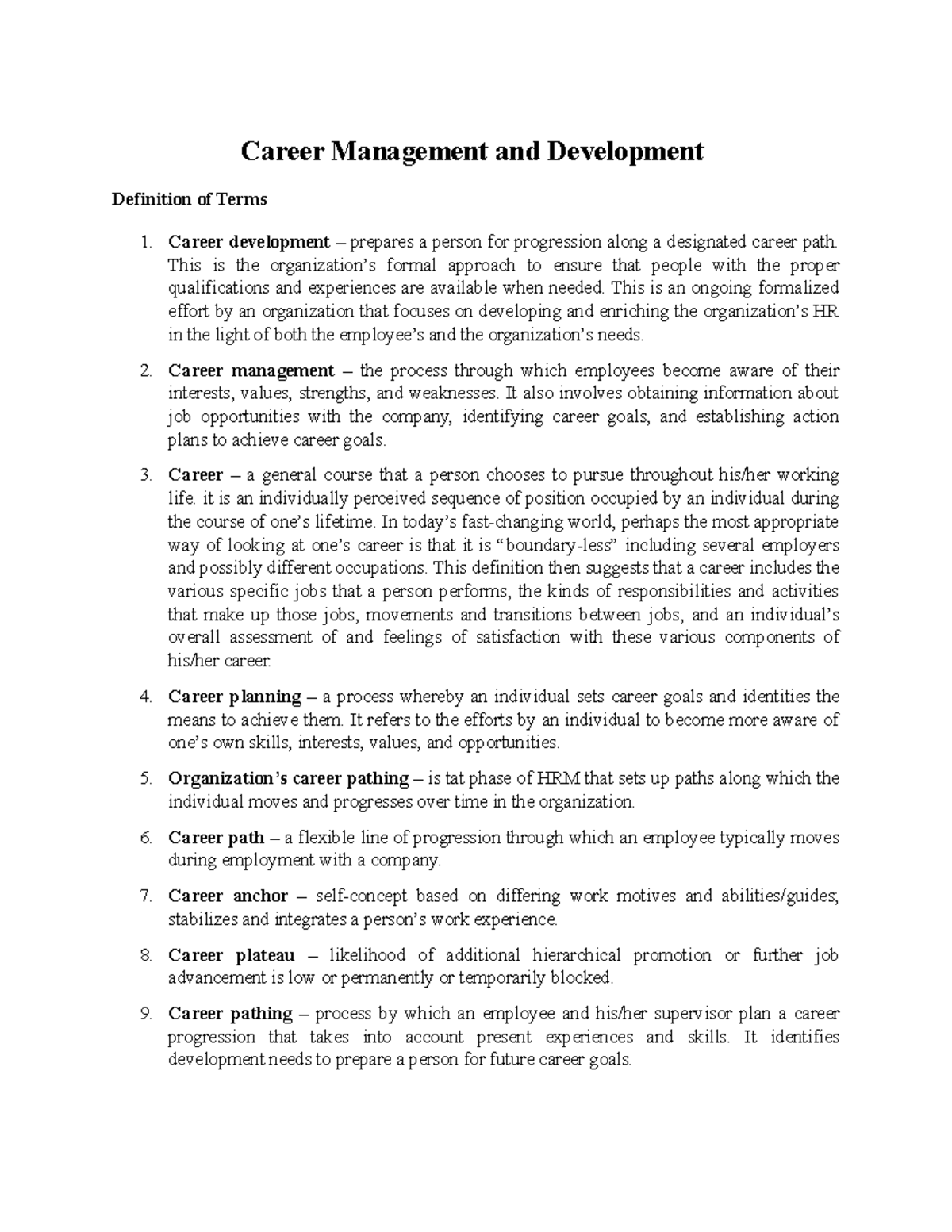 Career Management and Development: Key Concepts and Strategies - Studocu
