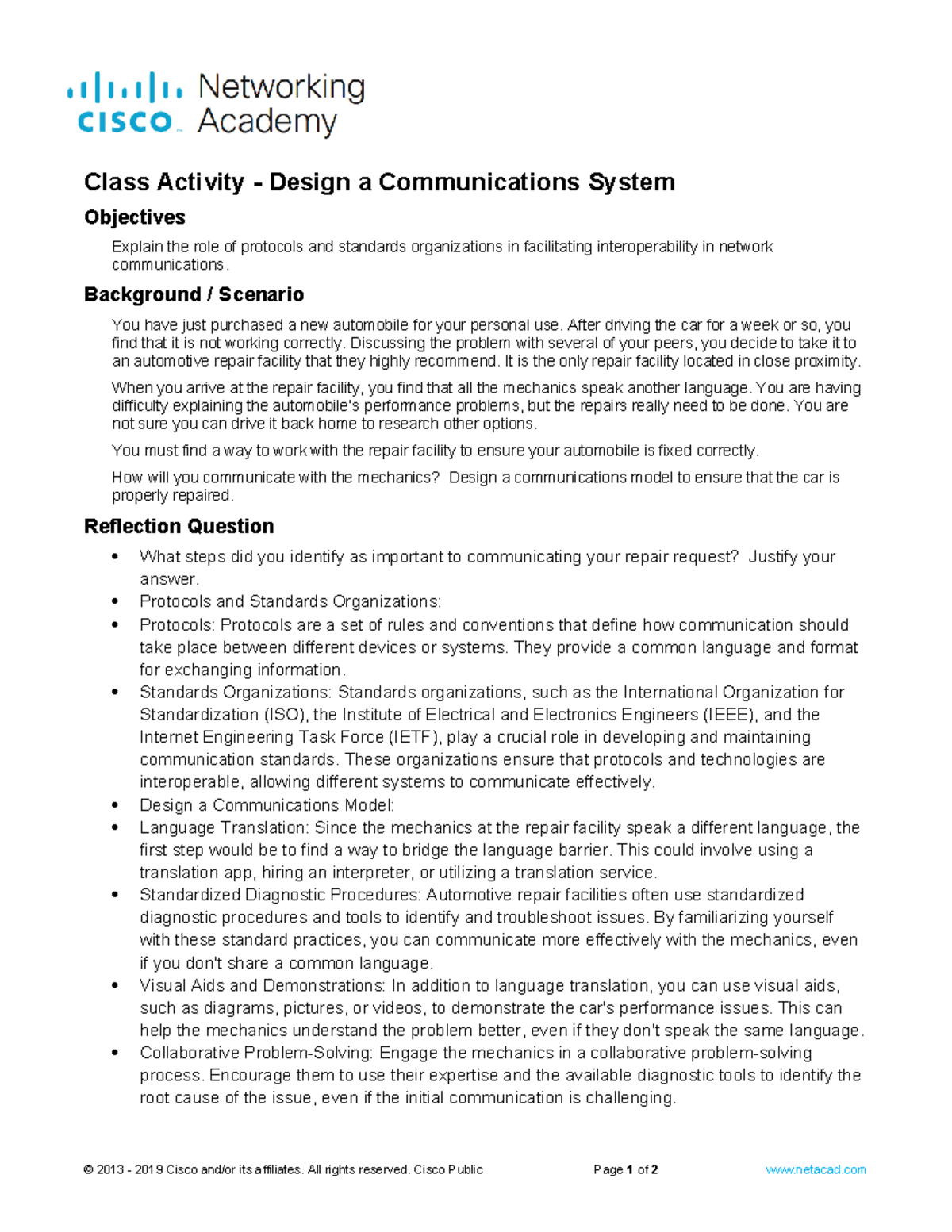 3.0.3 Class Activity - Design a Communications System - Class Activity ...
