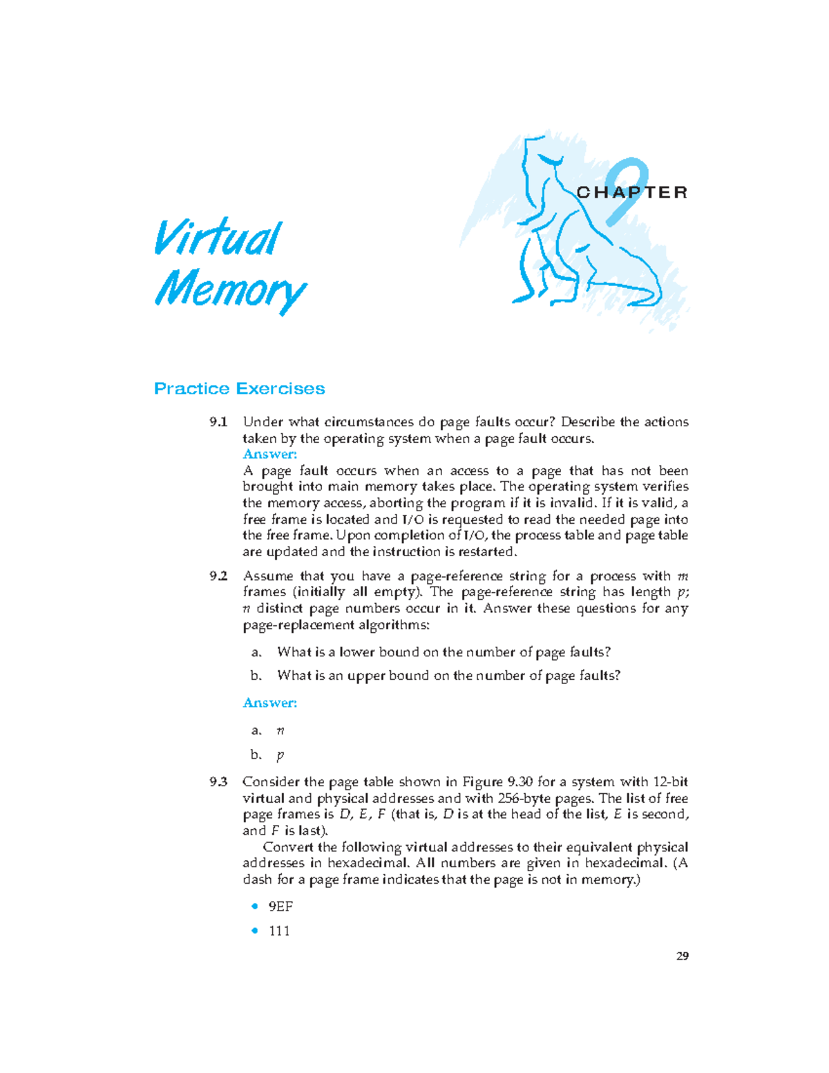Ch9 Solutions for "Operating System Concepts" - Virtual Memory Exercises - Studocu