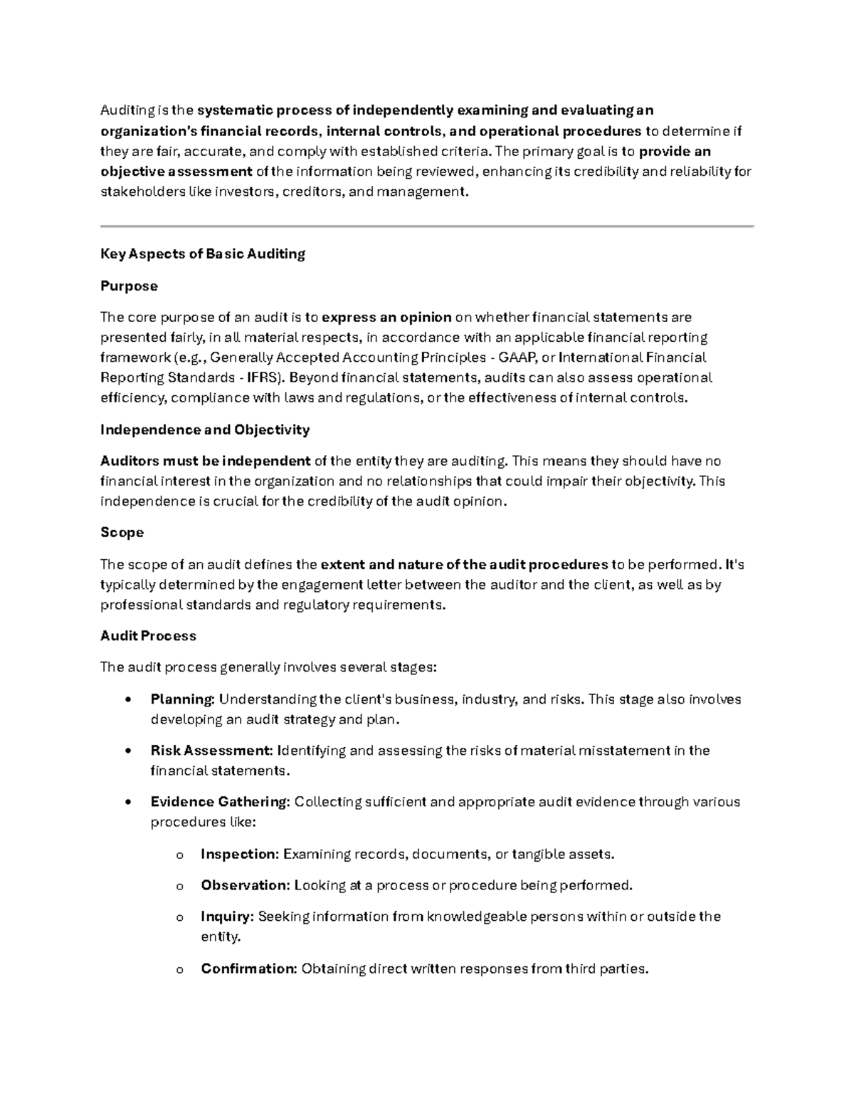 Auditing Basics: Key Lessons & Summaries for ACC 101 - Studocu