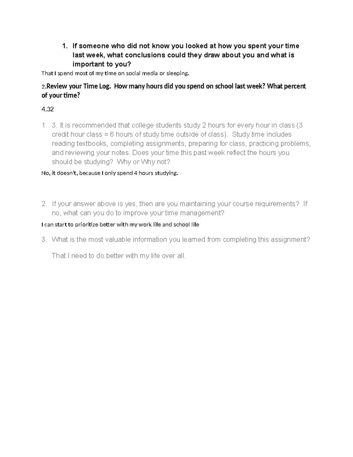 COL-105-FW5 Time Management Reflection Assignment - Studocu