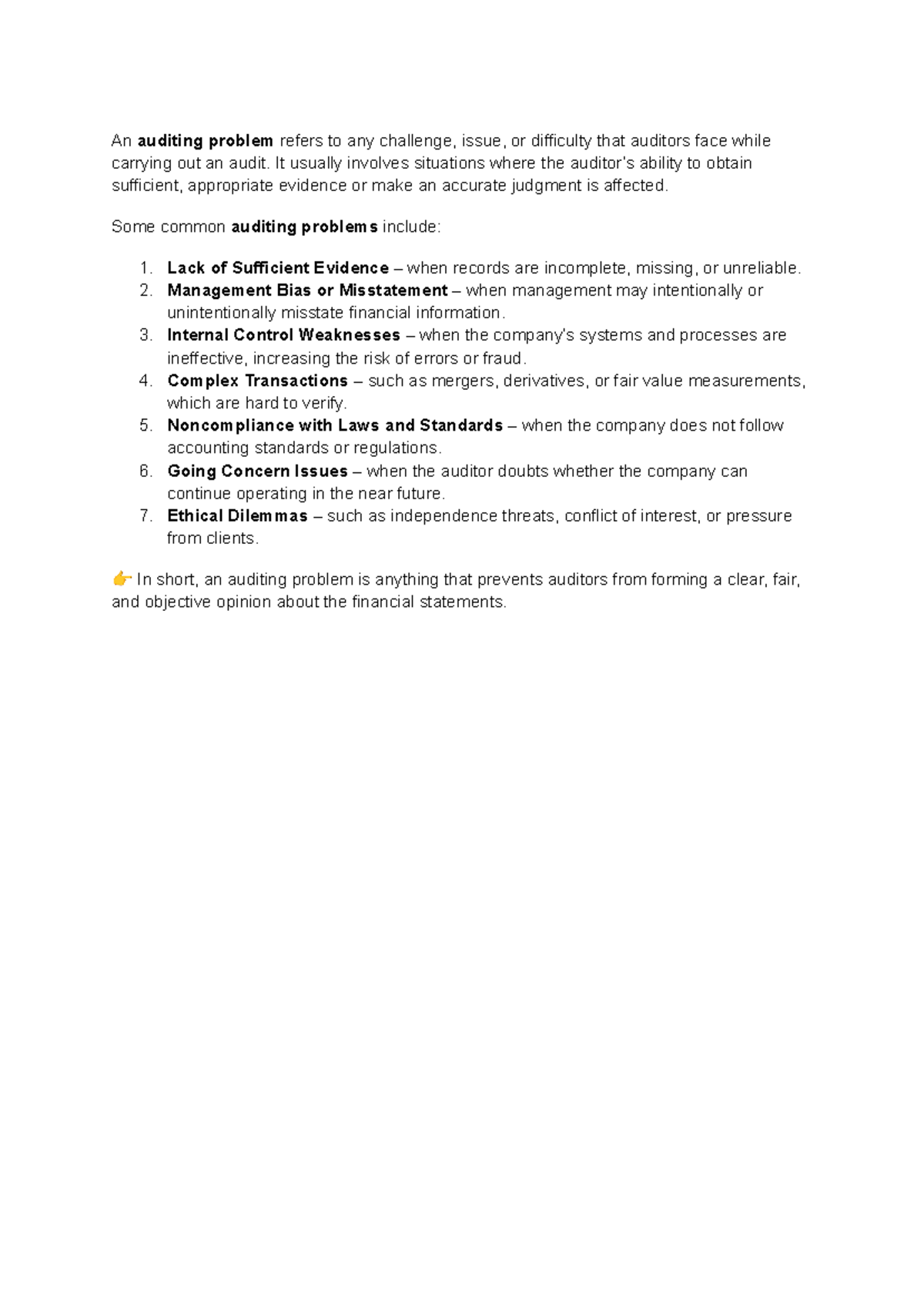 Auditing Problems: Challenges and Issues in Audits (AUD 101) - Studocu