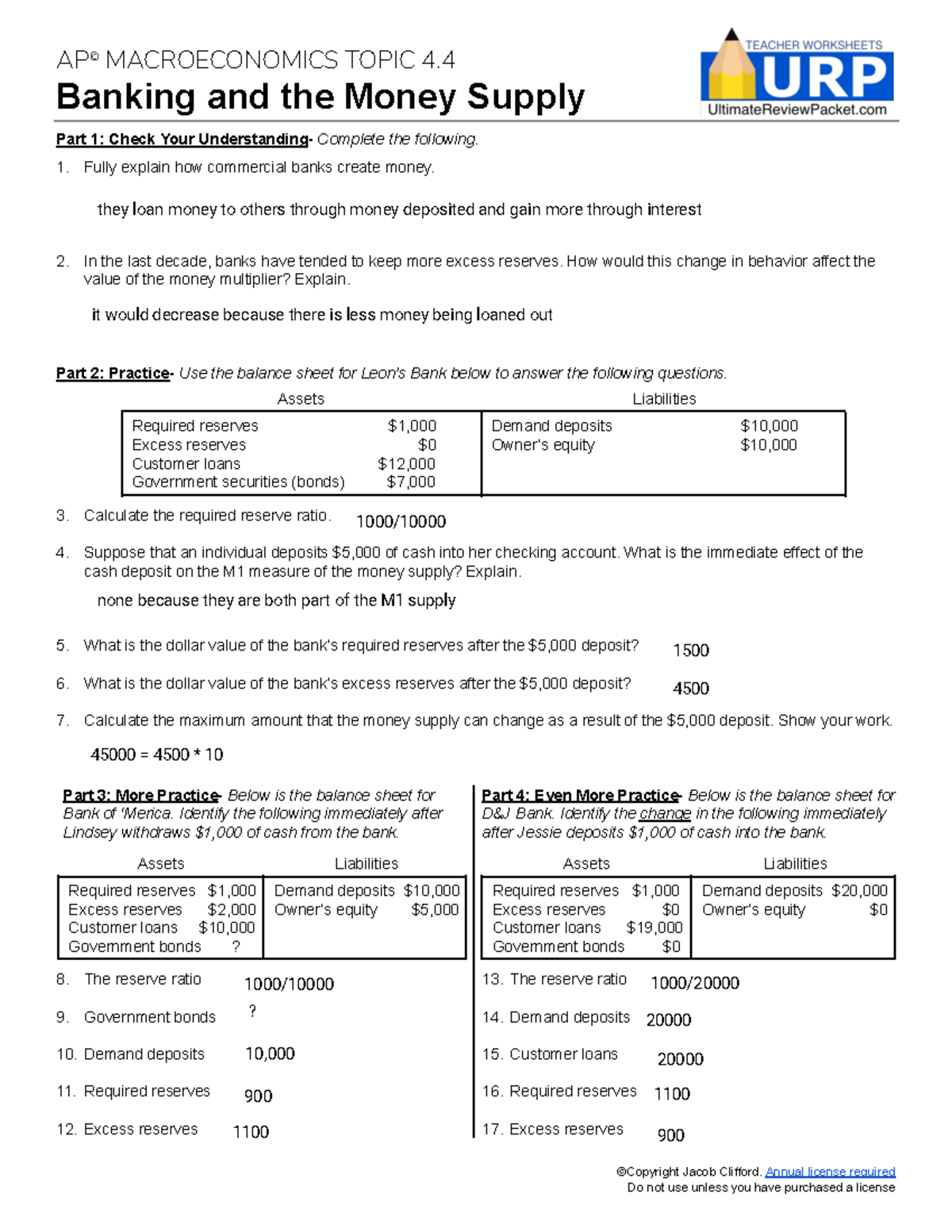 AP Macro MHS - Topic 4.4 Banking & Money Supply Practice Guide - Studocu