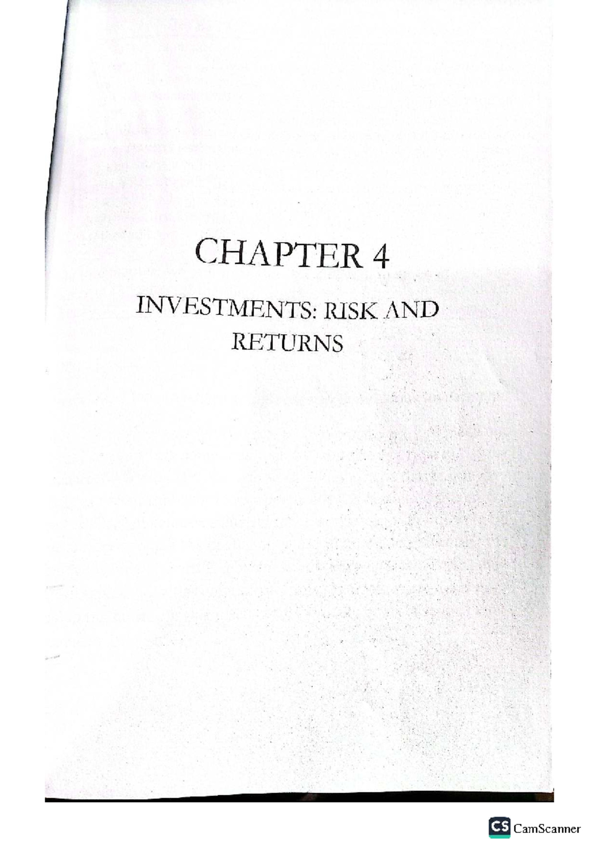 CHAPTER 4: INVESTMENTS, RISK, AND RETURNS - CS - Studocu