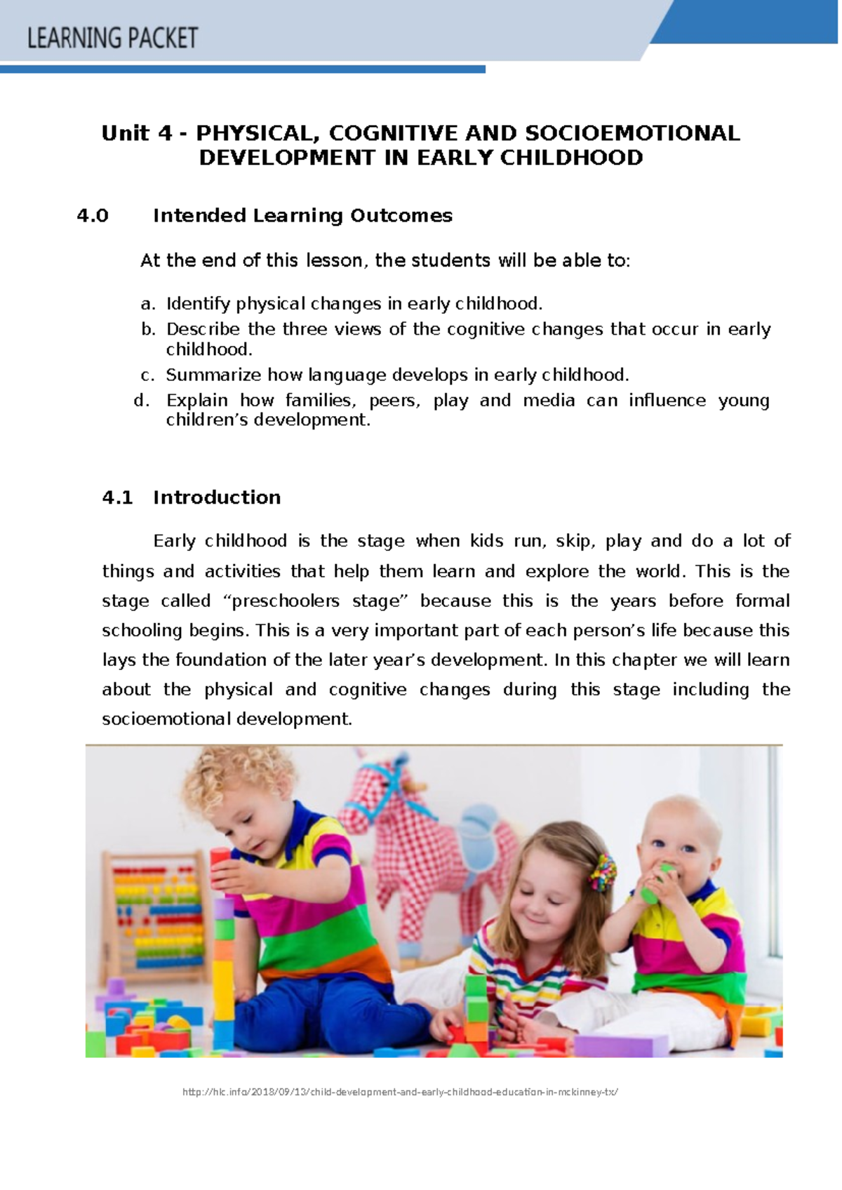 Dev-Psych-LP3 - | Developmental Psychology 3 1 Unit 4 - PHYSICAL ...