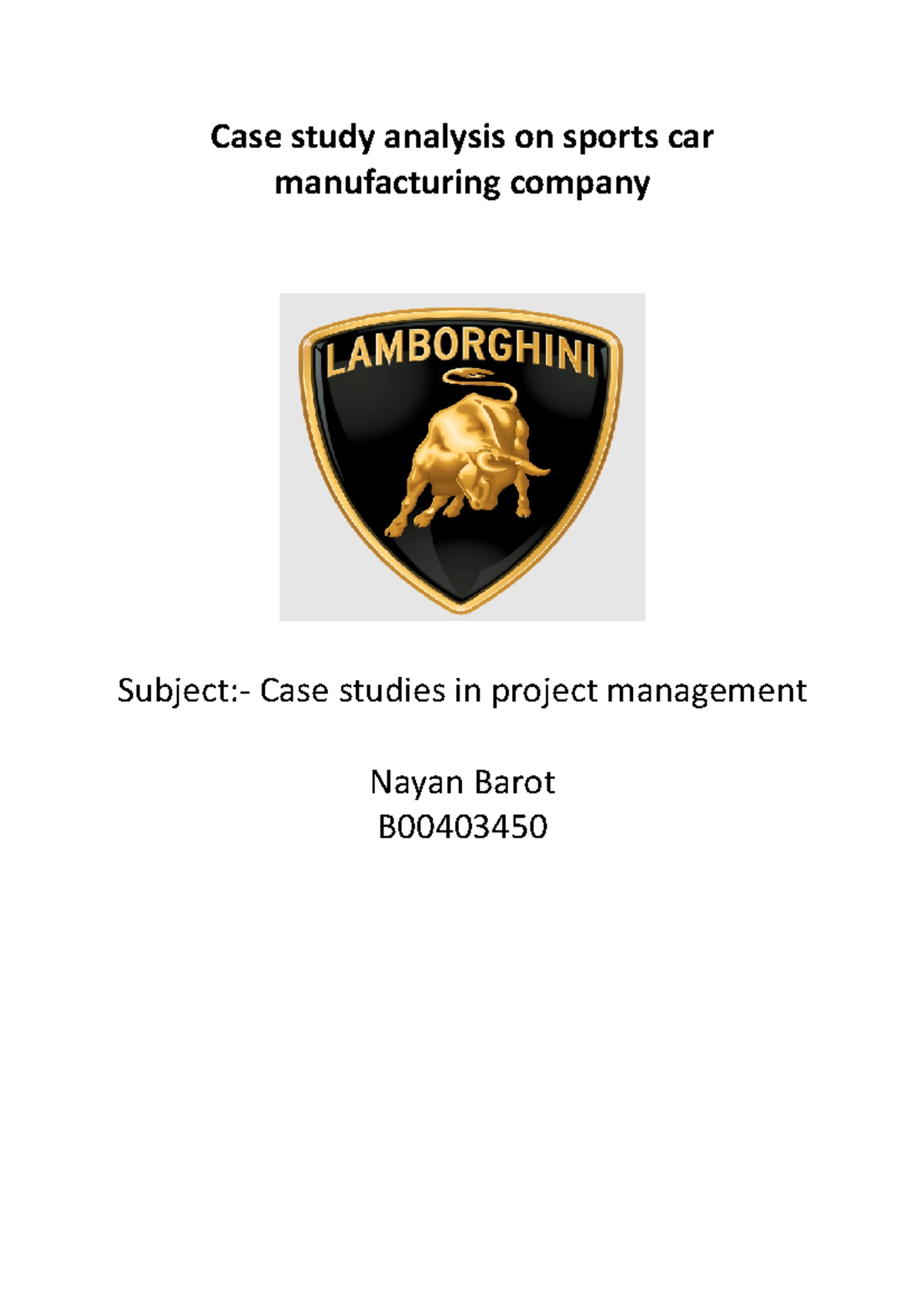 Case Study Analysis: Lamborghini's Innovations in Sports Car Industry ...