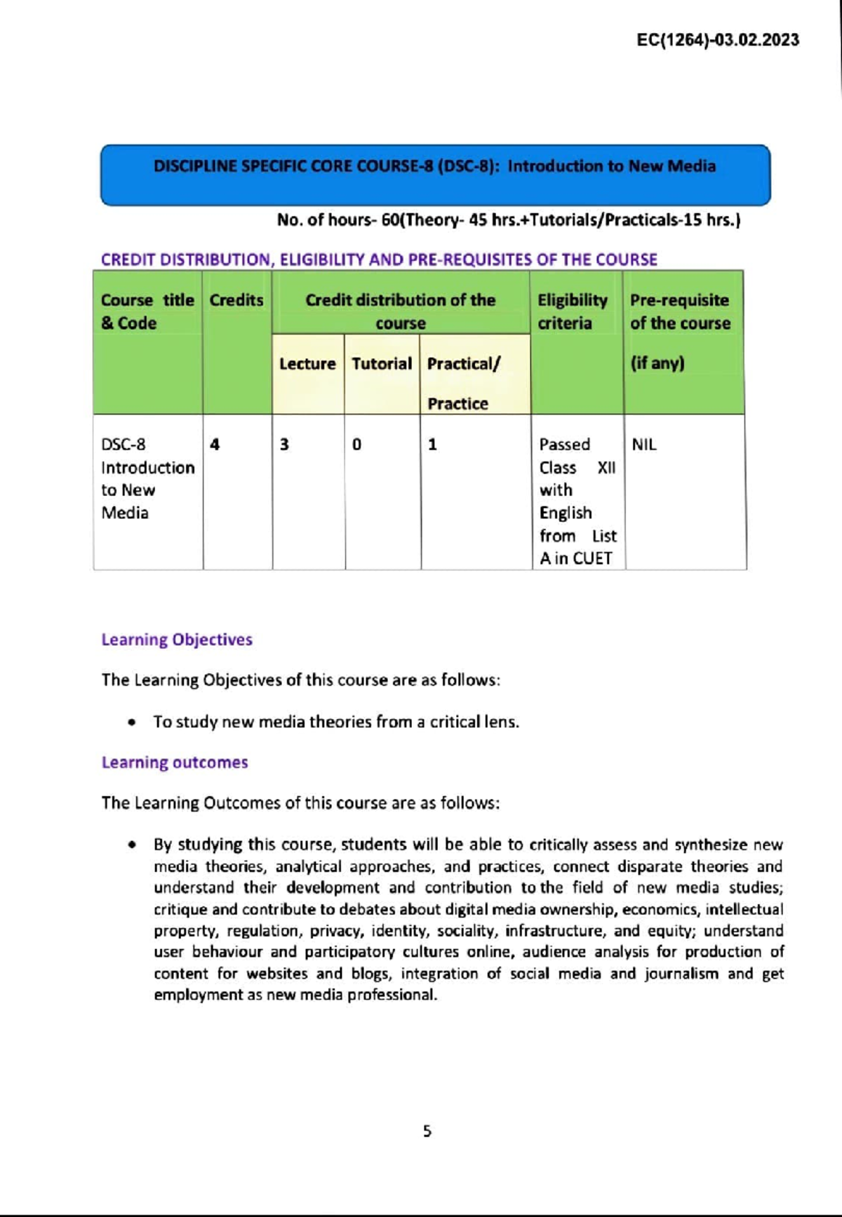 Introduction to New Media (Course Code: DISCIPLINE SPECIFIC CORE) - Studocu