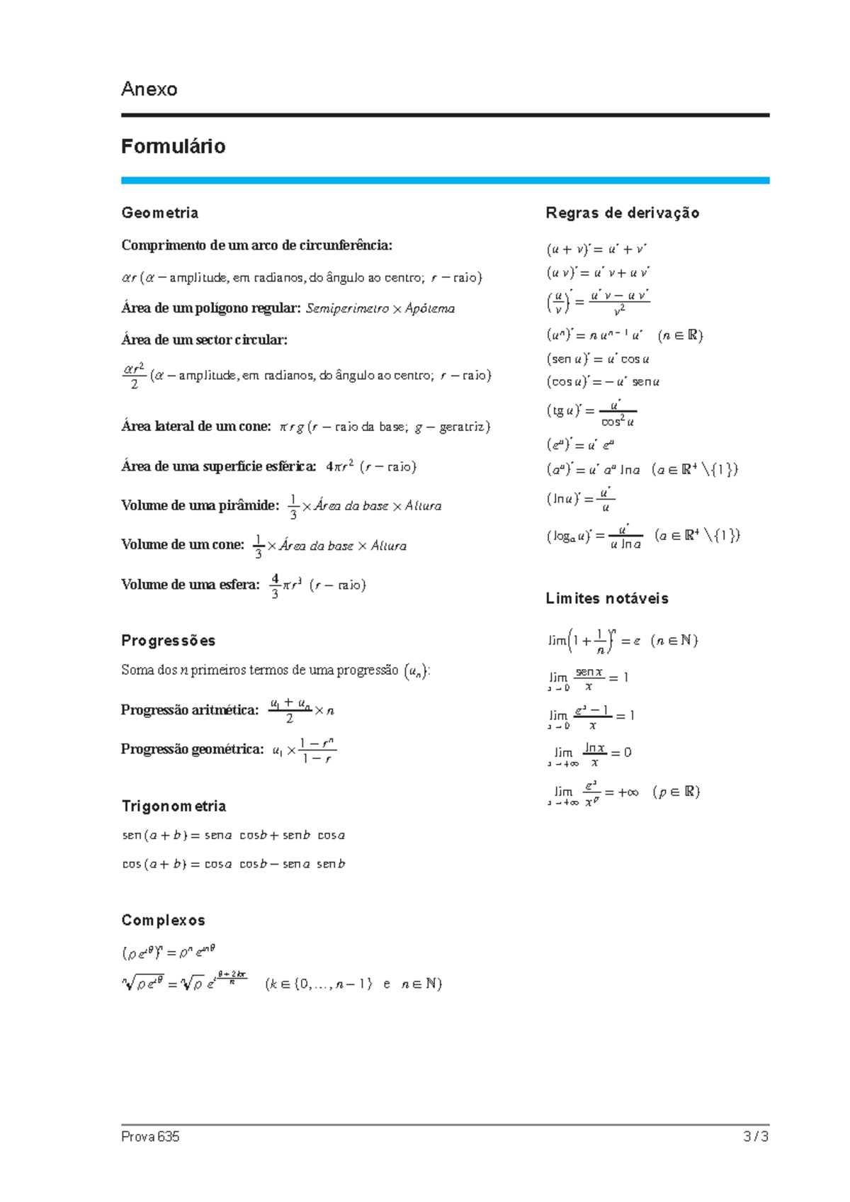 Formulário de Geometria e Trigonometria - Prova 635 - Studocu