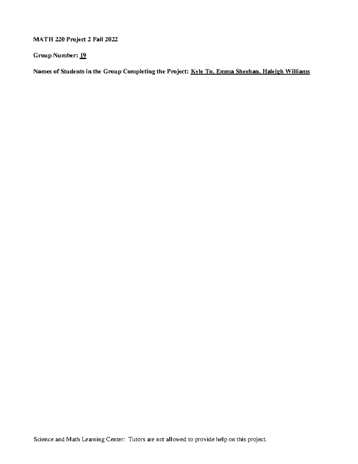 MATH 220 FA22 Project 2 Final Group 19 Draft Analysis & Insights - Studocu