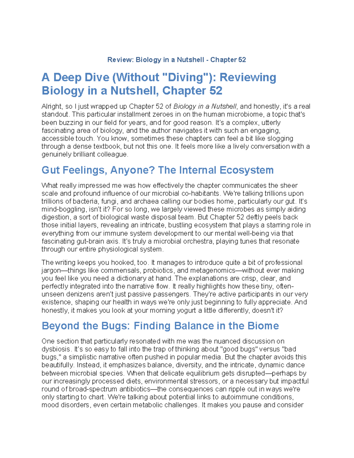 Biology for Beginners 2: Review of Chapter 52 - The Human Microbiome ...