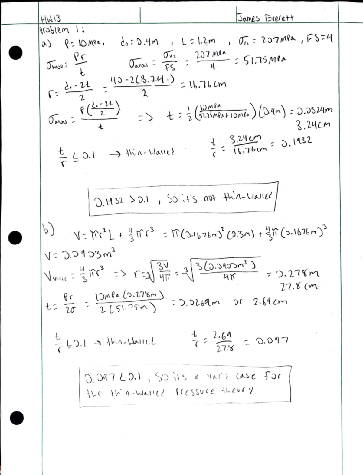 HW 13 - Mechanics of Materials HW - • ####### , -; l'?rllQ~ , r,'~::-l{ rr;~ -i07 M 8 " 0 ...