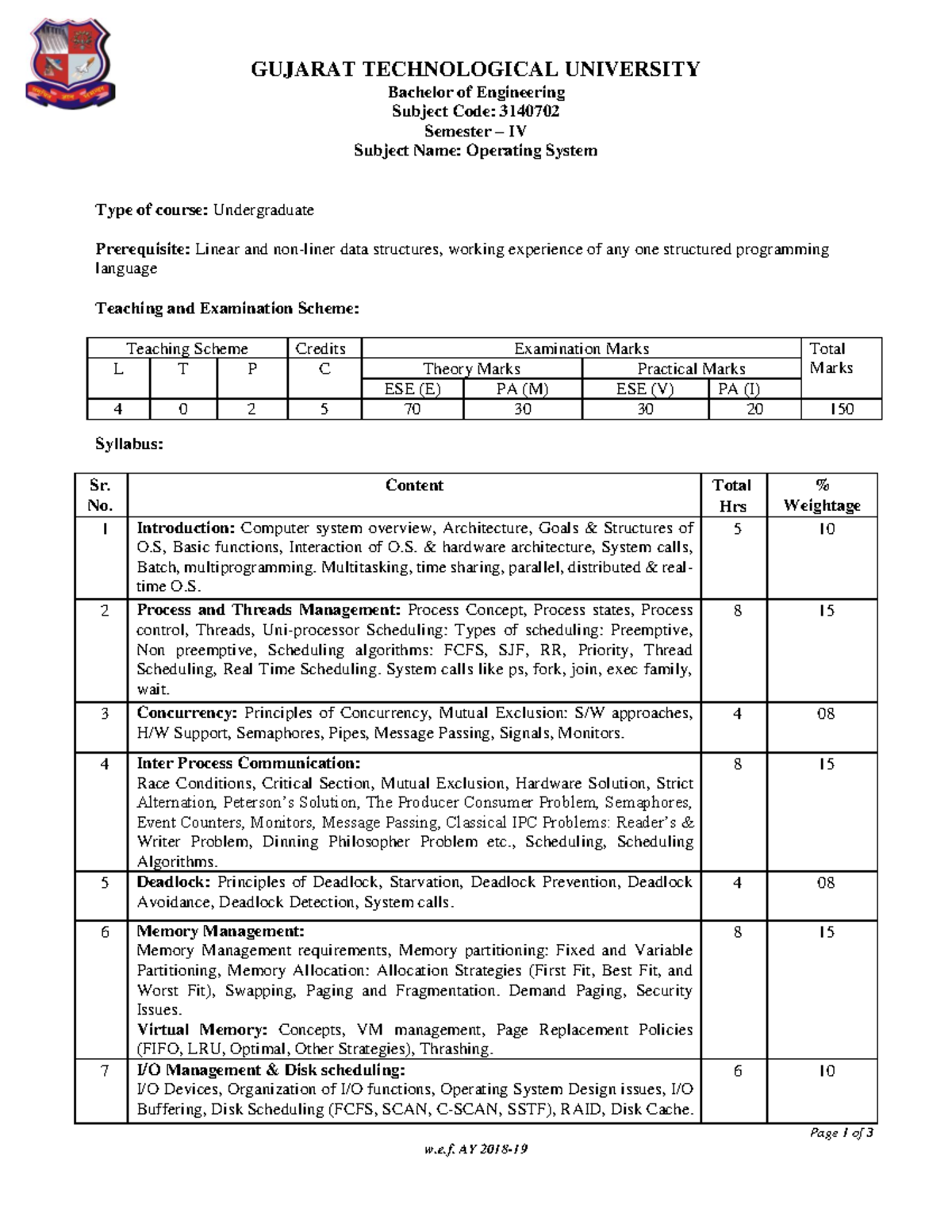 GTU BE IV (NEW) Exam Papers: Operating System (Code: 3140702) - Studocu