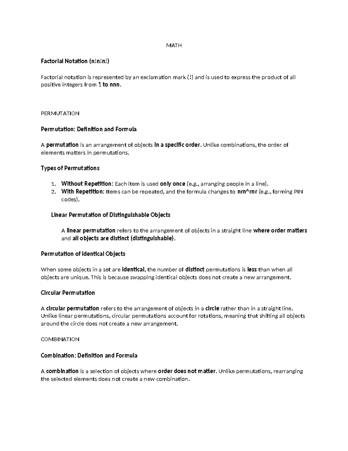 MATH 3rd quarter - modules - MATH Factorial Notation (n!n!n!) Factorial ...