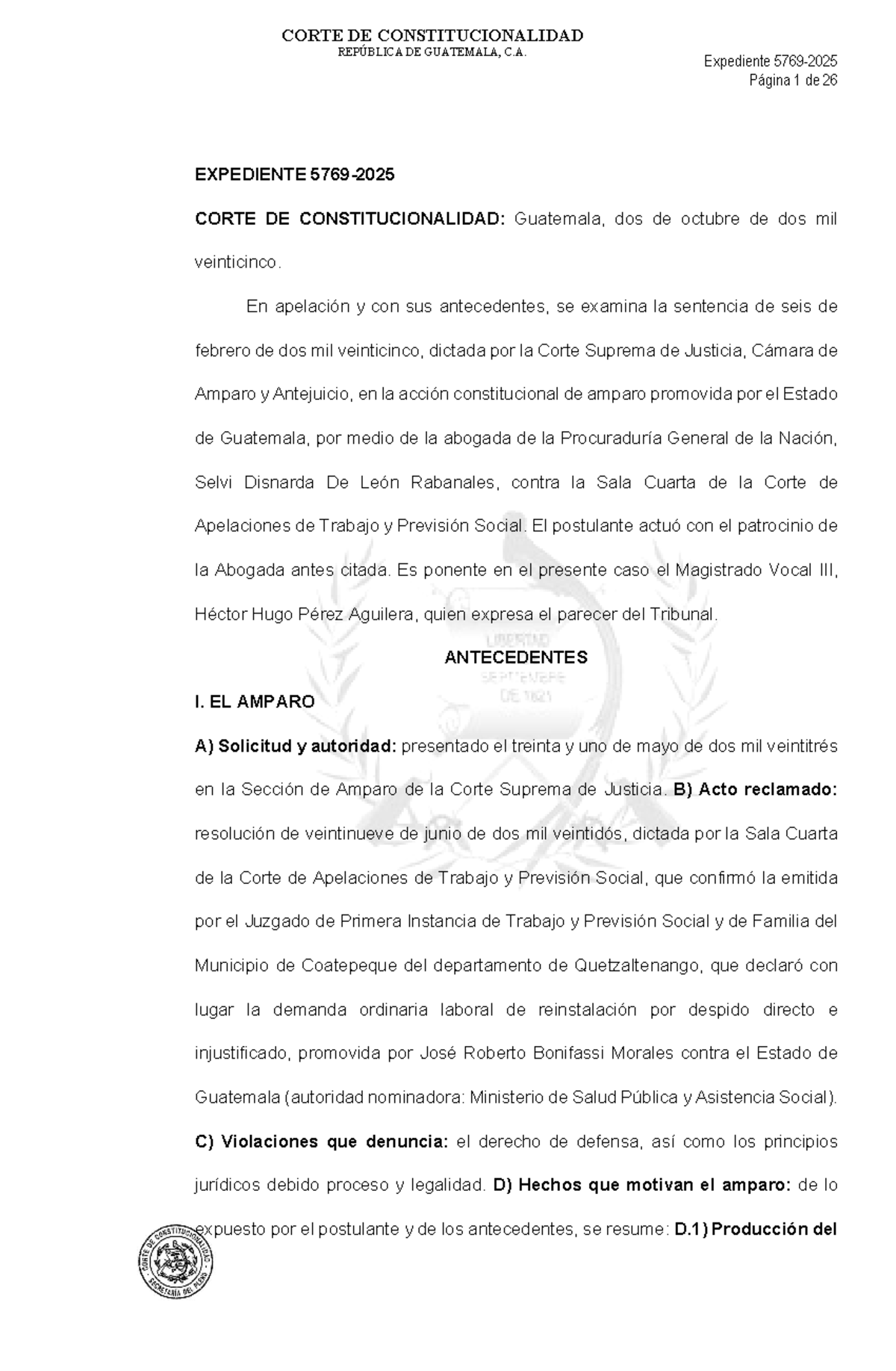 CORTE DE CONSTITUCIONALIDAD: Análisis del Caso Bonifassi Morales - Studocu