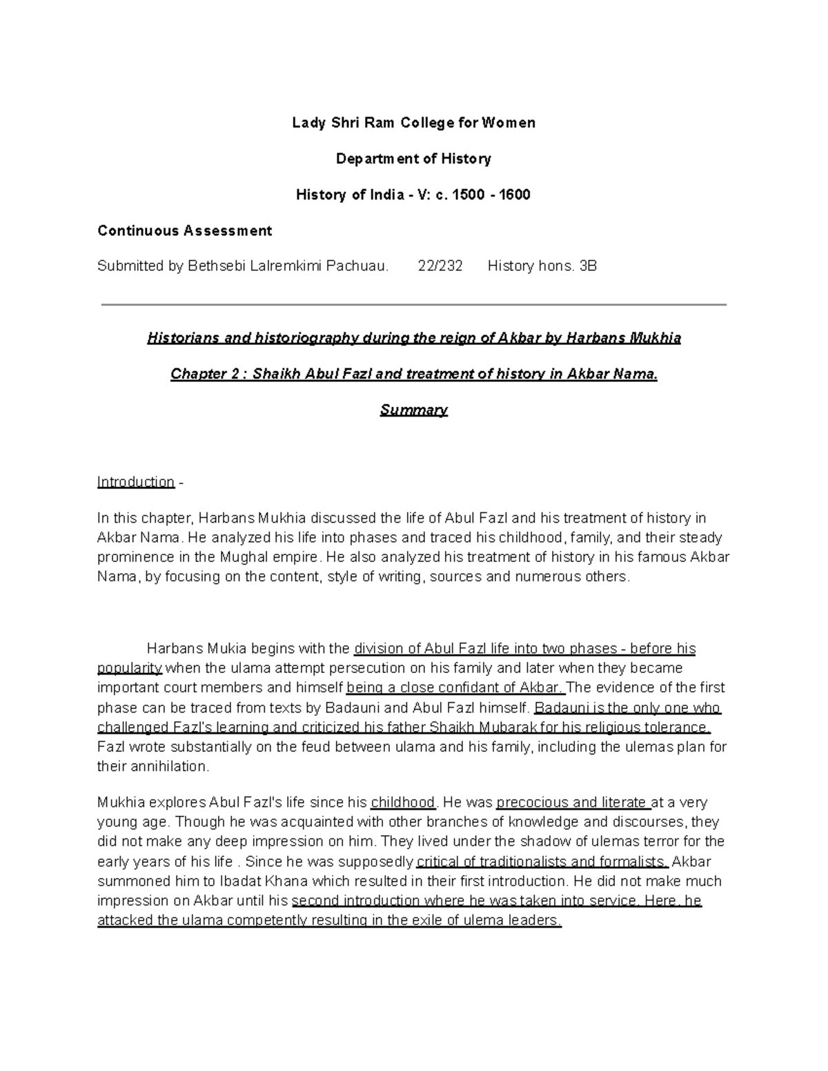 Abul fazl summary - Abul fazl and his treatment of history - Lady Shri ...