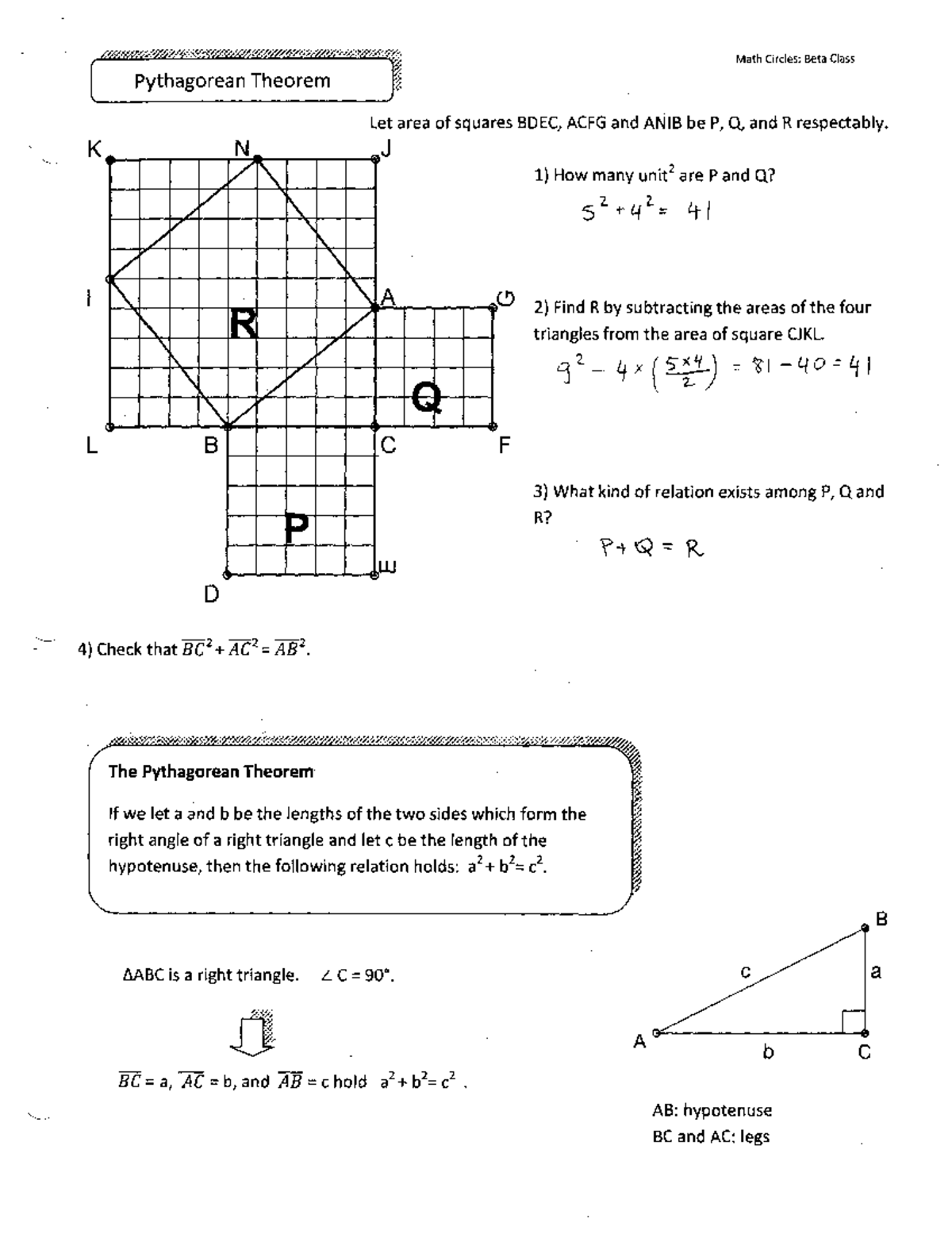 B11 - Math: Pythagorean Theorem Exercises and Problems - Studocu