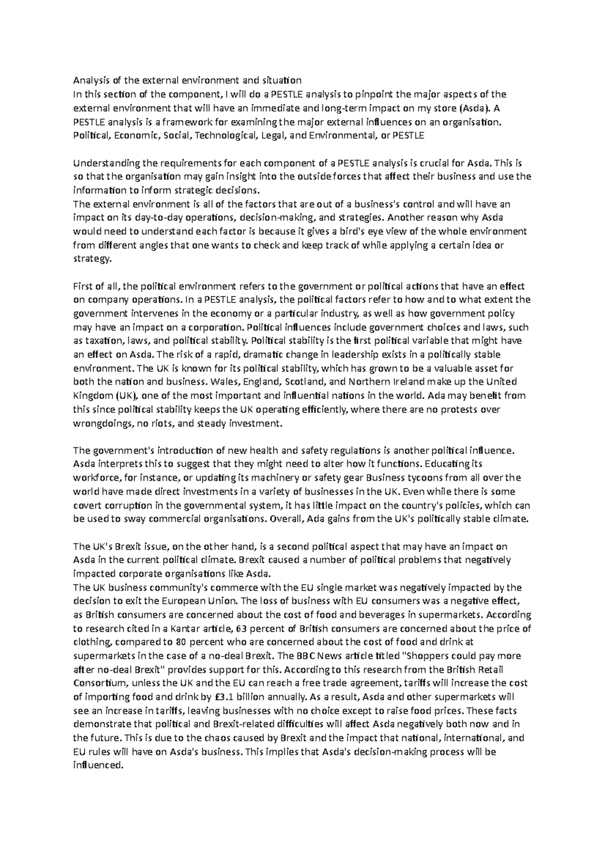 PESTLE Analysis of Asda: External Environment Insights - Assignment ...