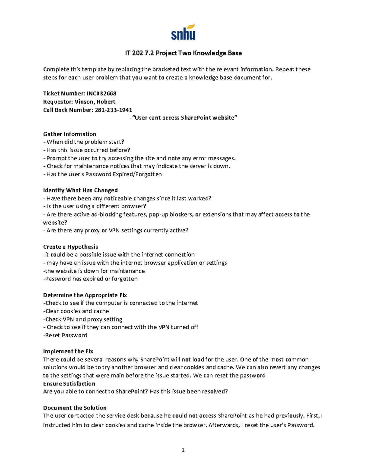 IT 202 7.2 Knowledge Base: Troubleshooting User Access Issues - Studocu