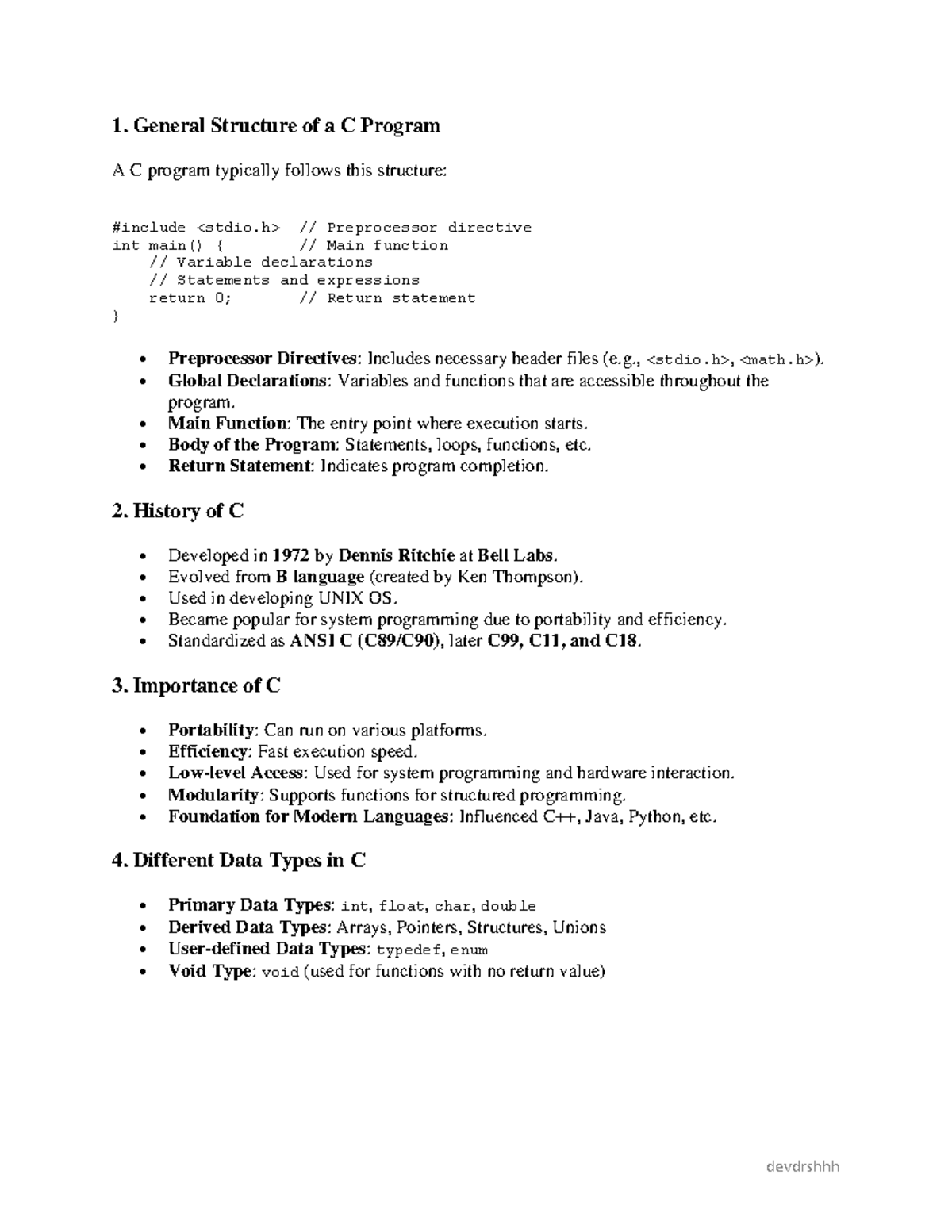 Second Sem C Programming: Key Concepts & Important Questions - Studocu