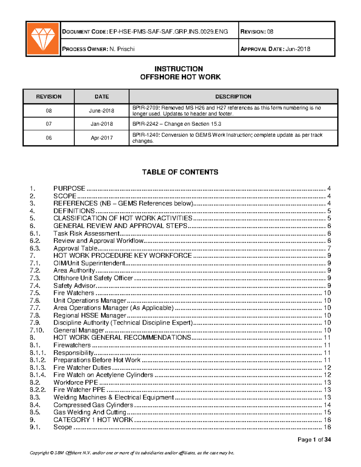 Offshore Operations: Hot Work Procedures and Safety Guidelines - Studocu