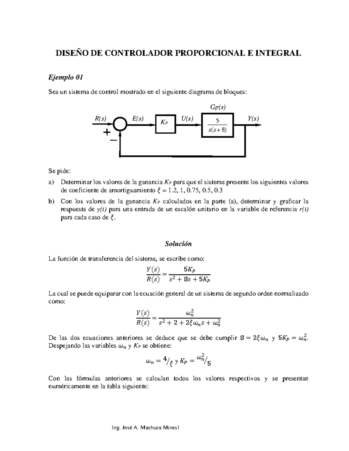 Diseño de Controladores P e I ( Ejercicios) - DISEÑO DE CONTROLADOR ...