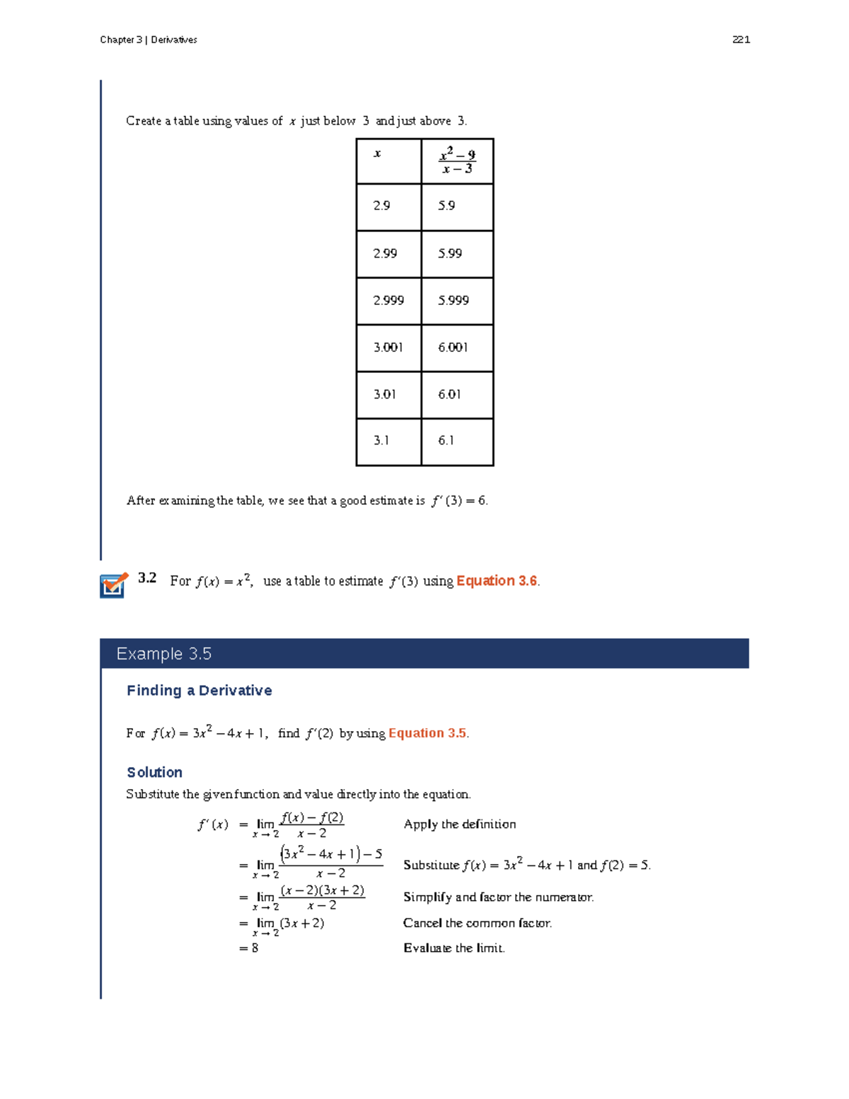 Chapter 3: Derivatives and Limit Estimation in Calculus 221 - Studocu