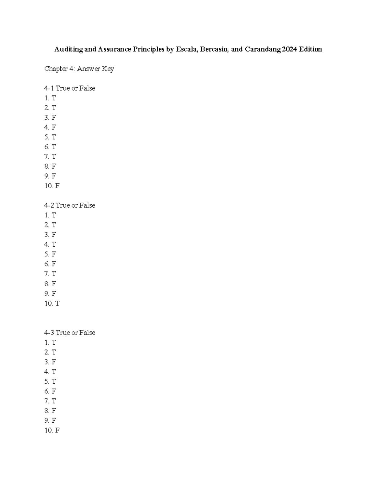 Auditing and Assurance Principles 2024 Edition Chapter 4 Answer Key ...