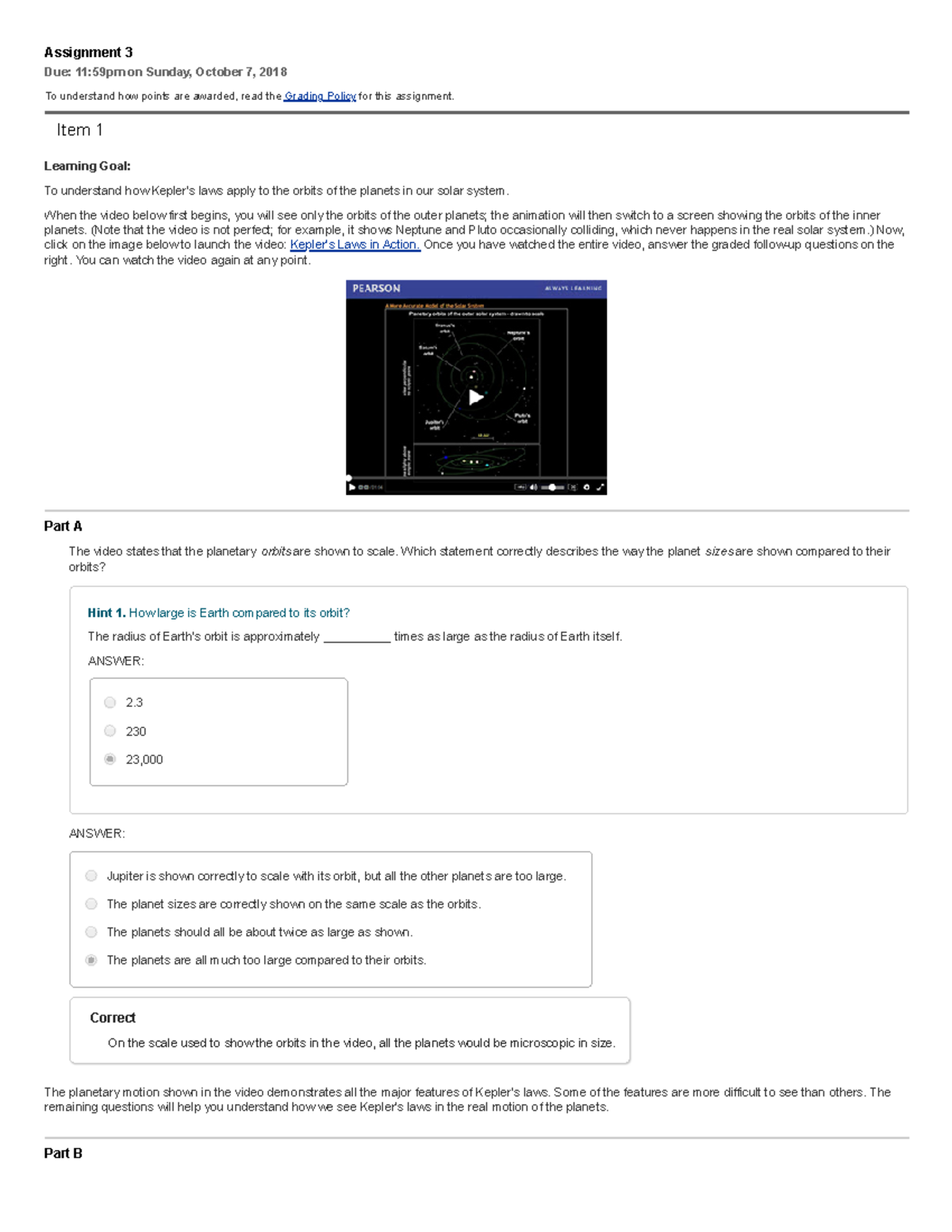 Physics 101: Assignment 3 - Planetary Motion and Gravitational Laws ...