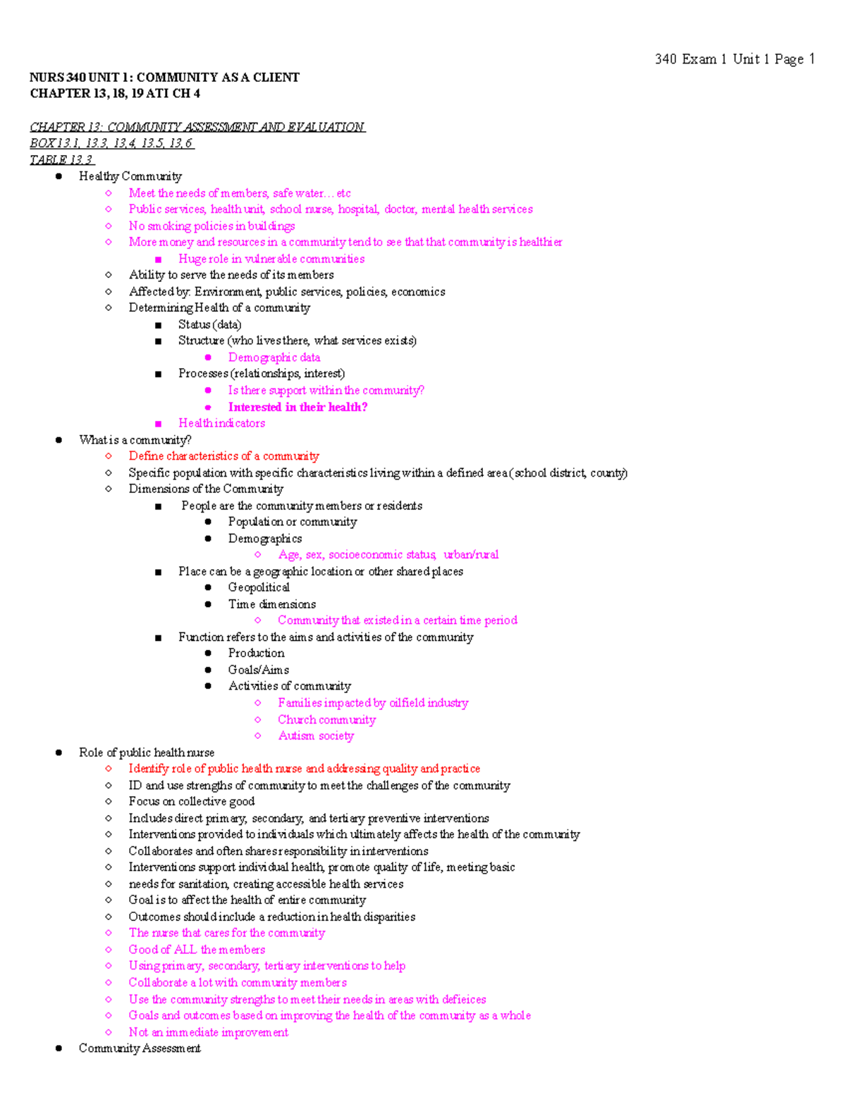 NURS 340 UNIT 1 Community AS A Client - NURS 340 UNIT 1: COMMUNITY AS A ...