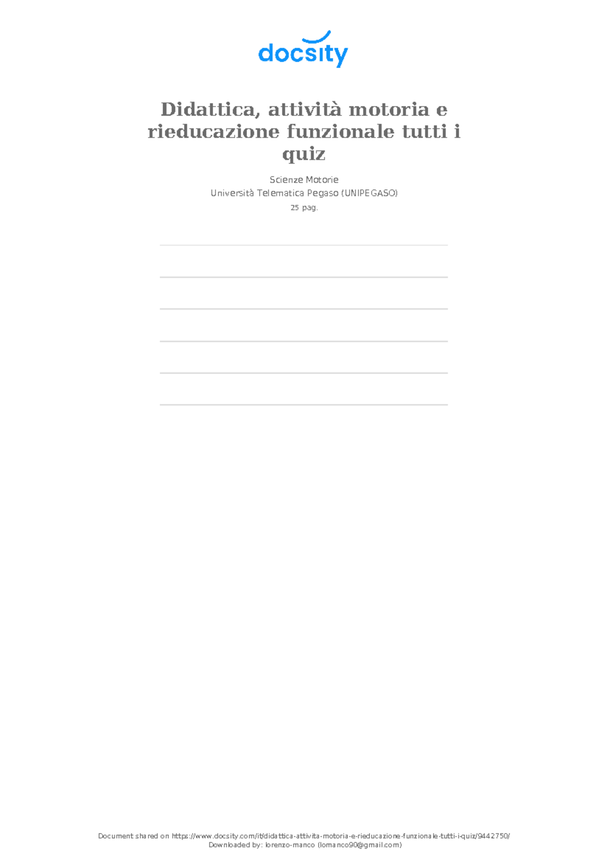 Quiz di Didattica, Attività Motoria e Rieducazione Funzionale ...