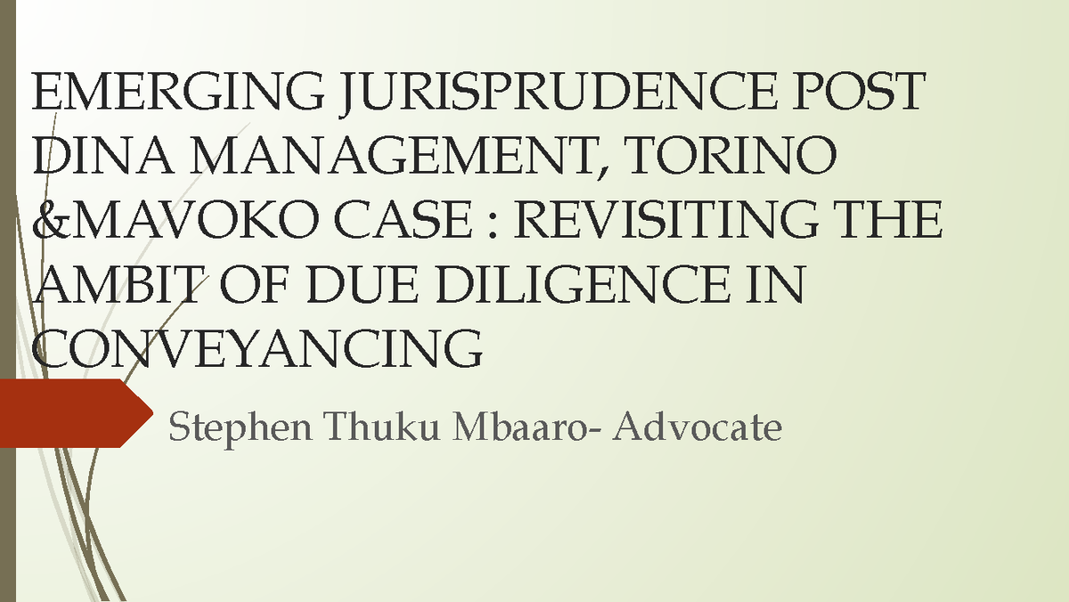 EML 2023: Due Diligence in Conveyancing - Insights from Key Cases - Studocu