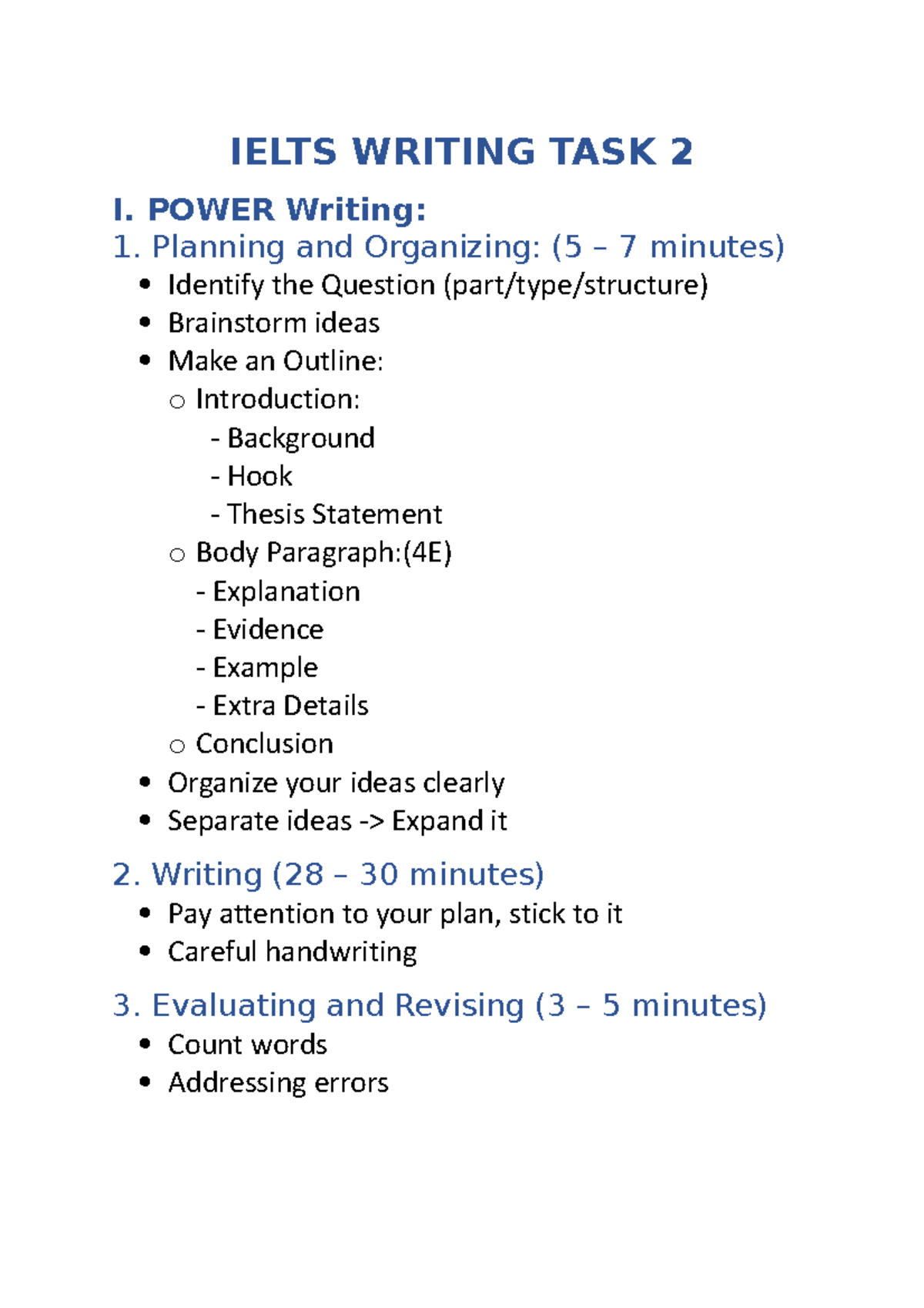 Ielts Writing TASK 2 - ko hay - IELTS WRITING TASK 2 I. POWER Writing ...