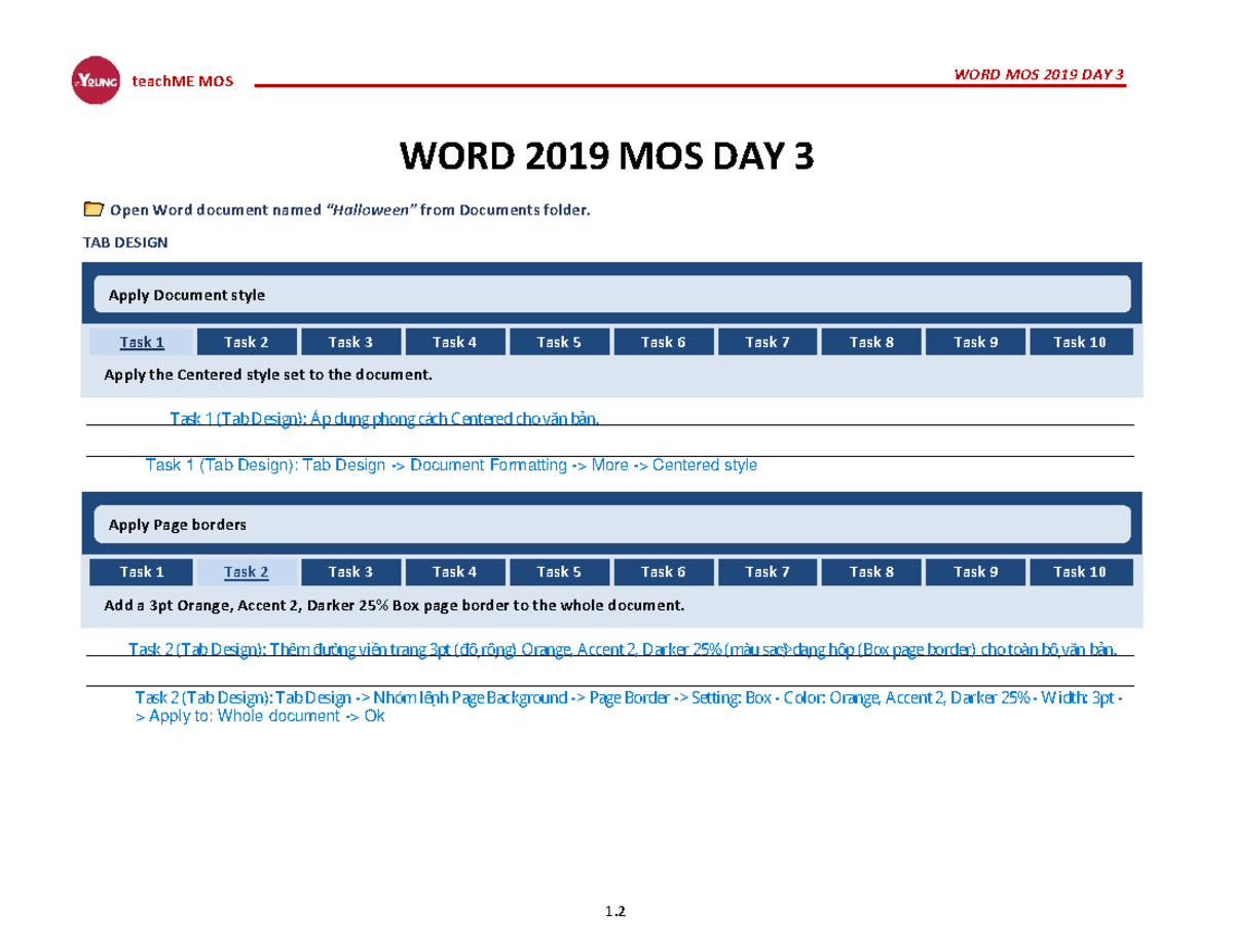 WORD MOS 2019 DAY 3: Document Formatting & Layout Tasks - Studocu