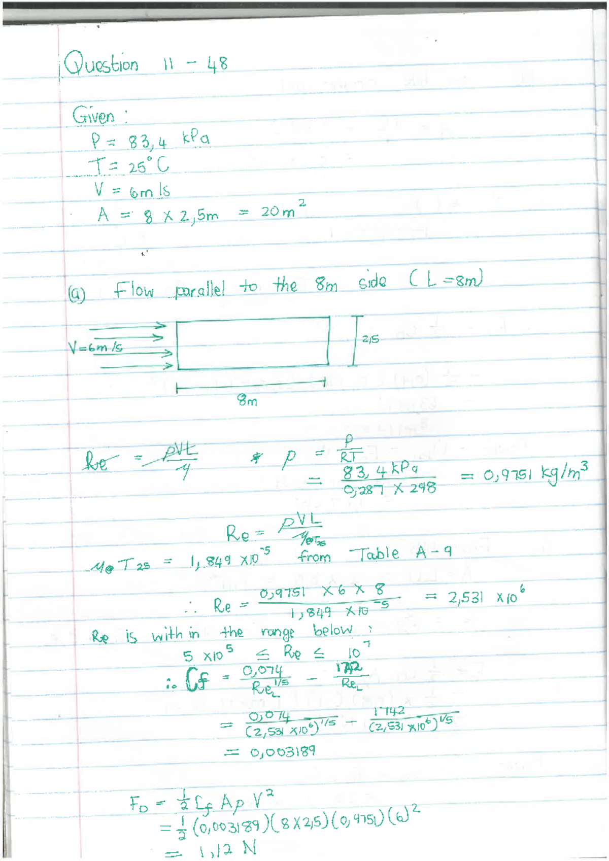 Question 11-48: Fluid Dynamics Example Calculations - Studocu