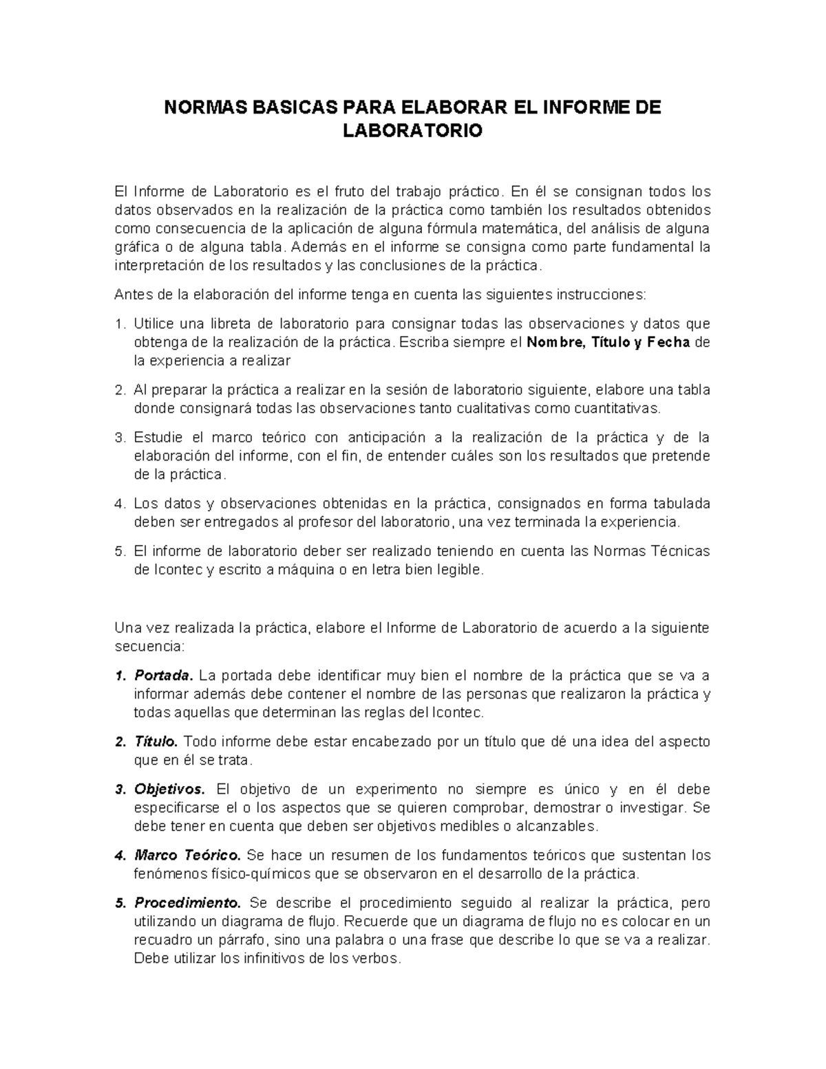 COMO Elaborar UN Informe - NORMAS BASICAS PARA ELABORAR EL INFORME DE LABORATORIO El Informe de ...