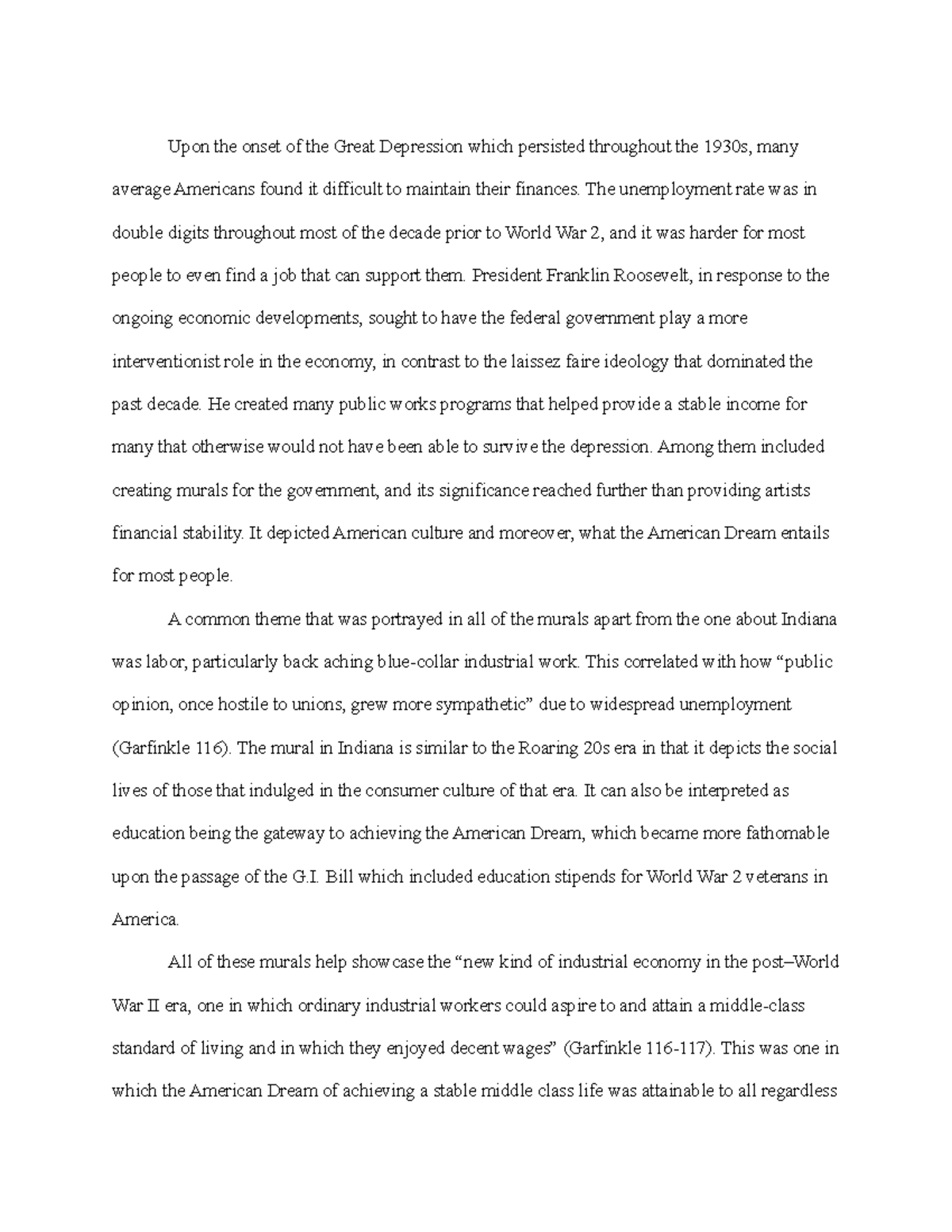 Mural Analysis - Upon the onset of the Great Depression which persisted ...