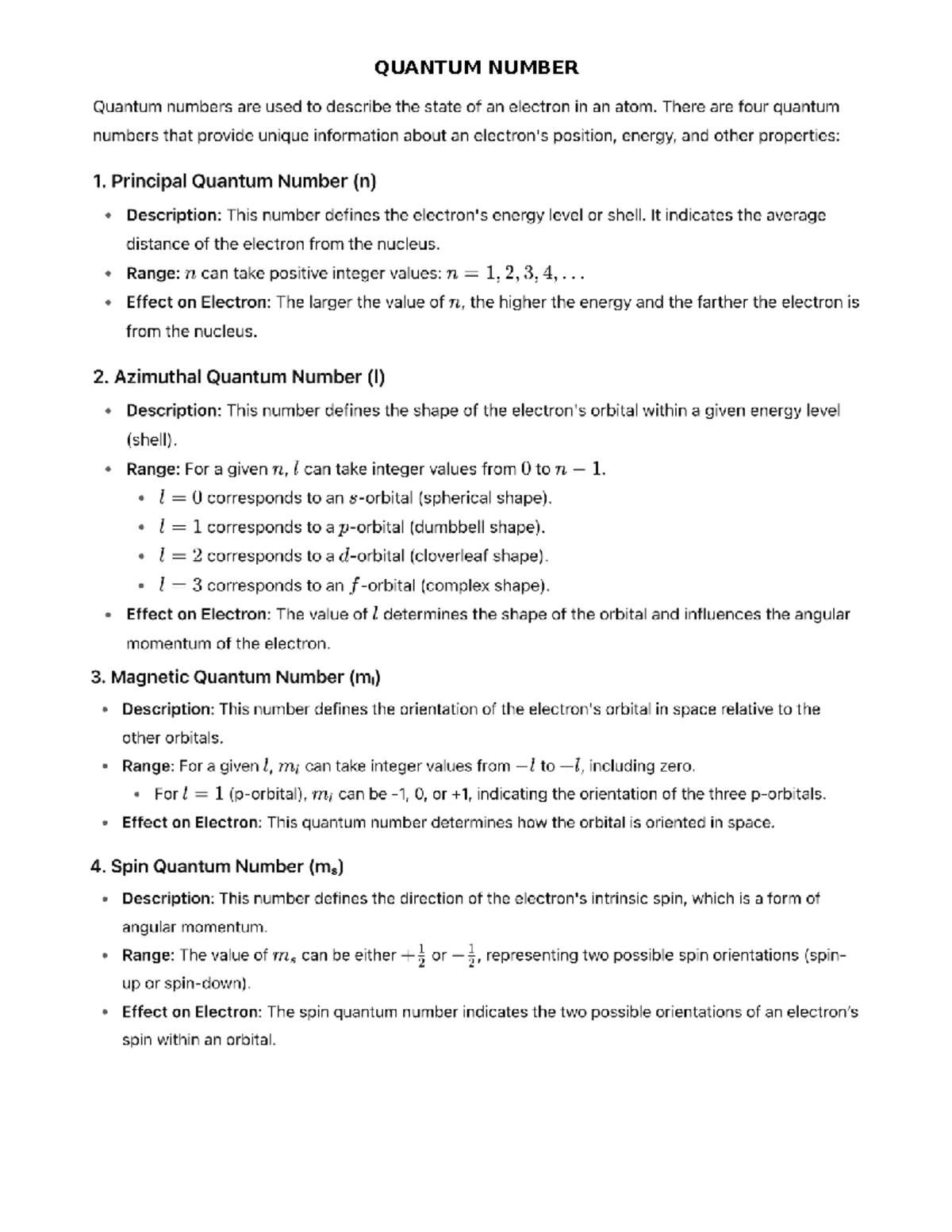 Quantum Number ADM - Practice Guide for Students - Studocu