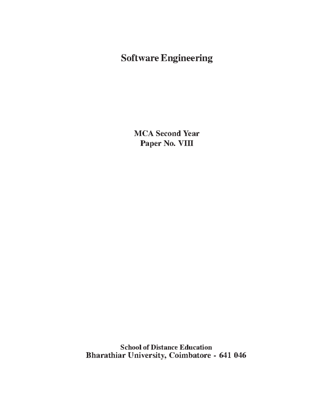 MCA II Year Software Engineering Syllabus - Paper VIII Overview - Studocu