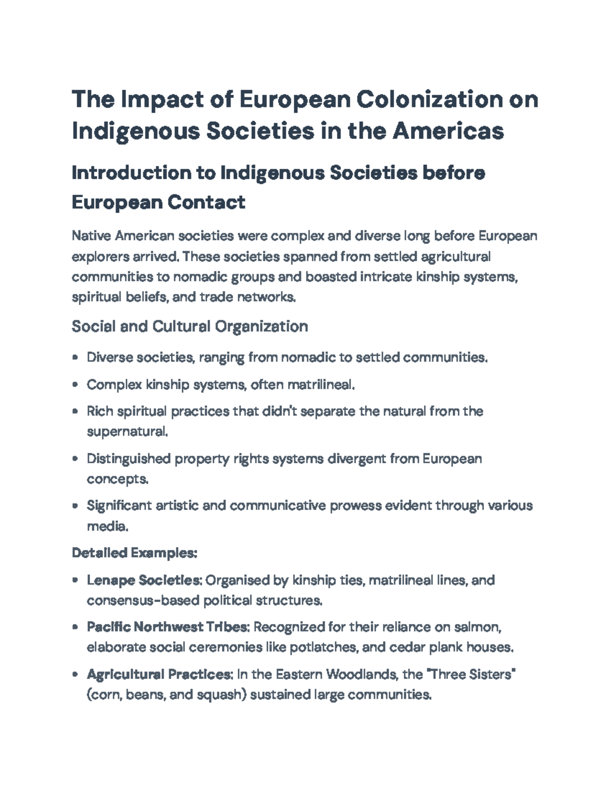 The Impact of European Colonization on Indigenous Societies in the ...