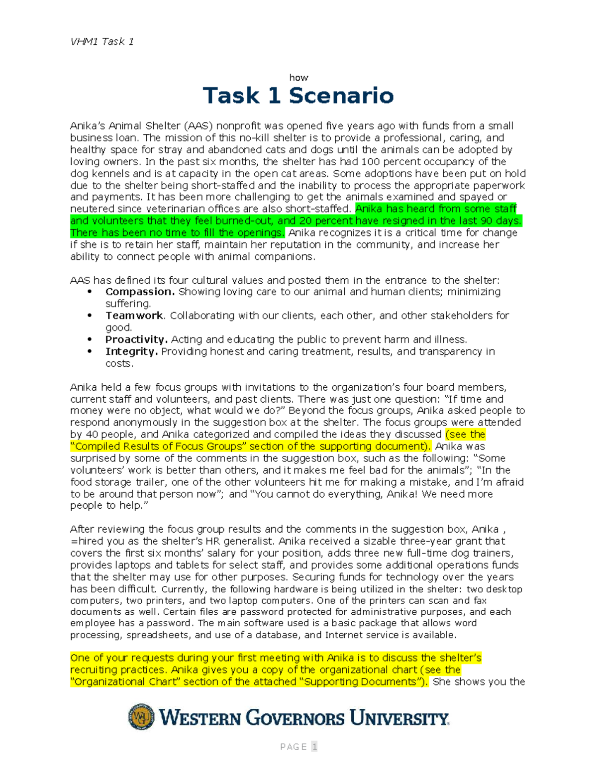 VHM1 Task 1: Analyzing Challenges at AAS Animal Shelter - Studocu