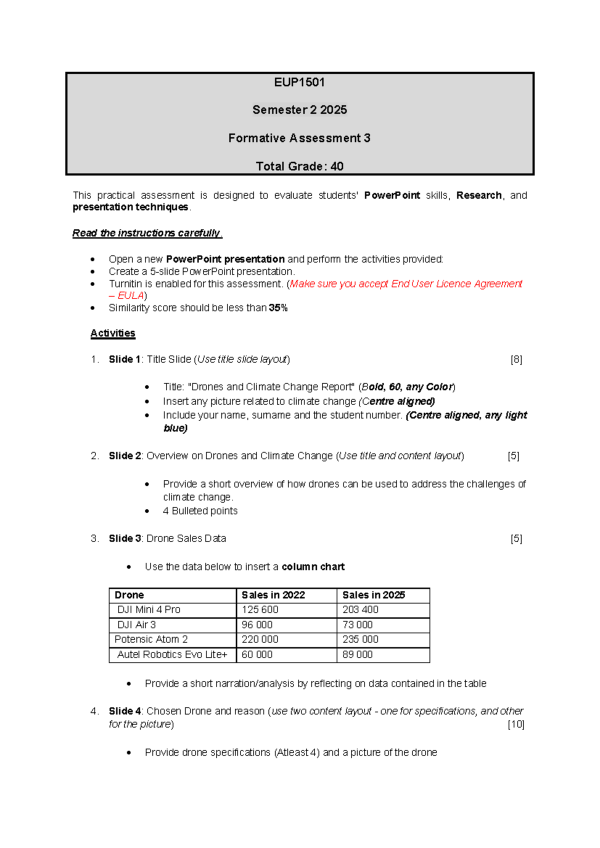 EUP1501 - Formative Assessment 3: PowerPoint Skills & Climate Change ...
