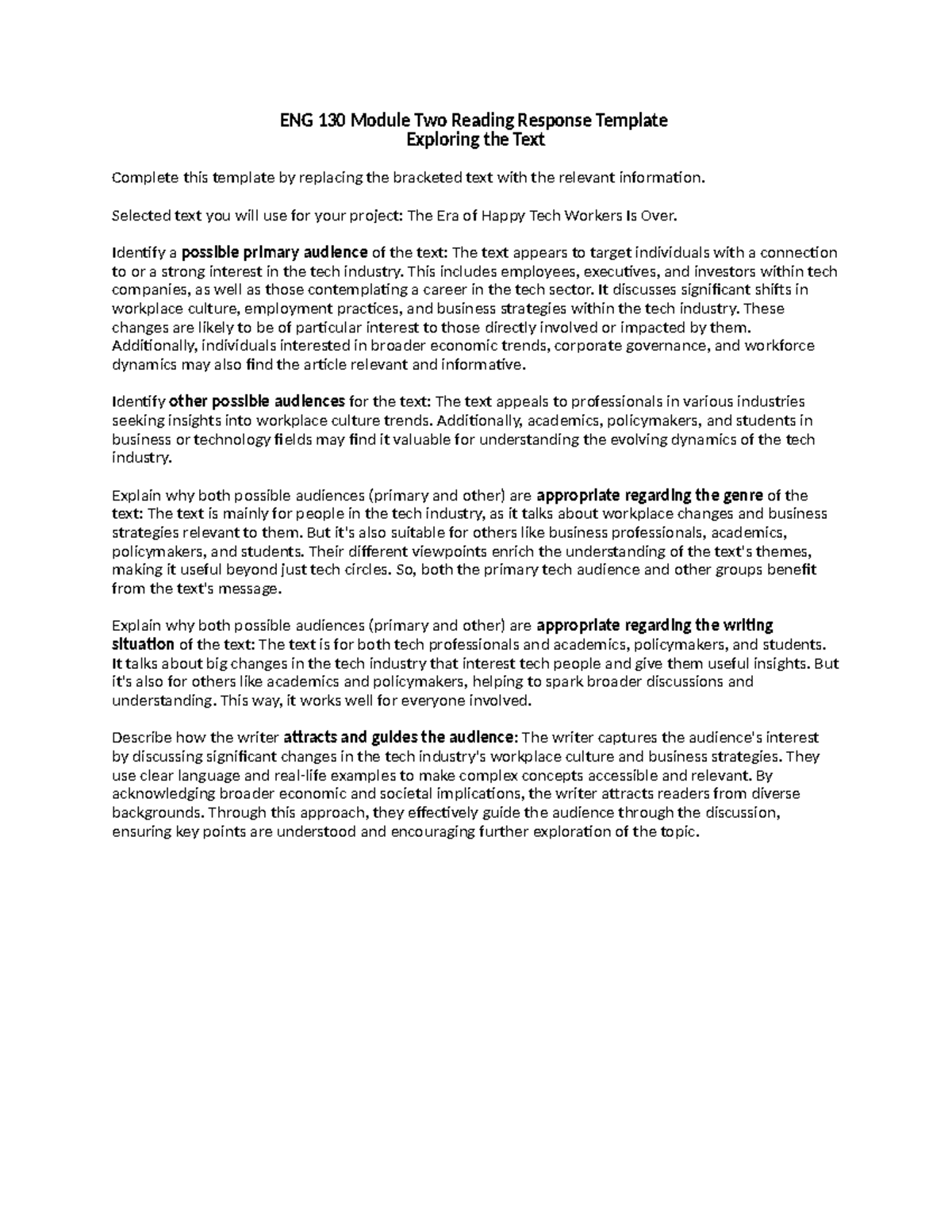 ENG 130 Module Two Reading Response: Analyzing Tech Culture Shifts ...