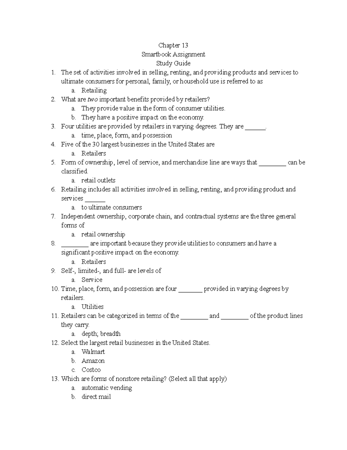 Pr Mkt Chapter 13 Retailing Study Guide Smartbook Notes Studocu