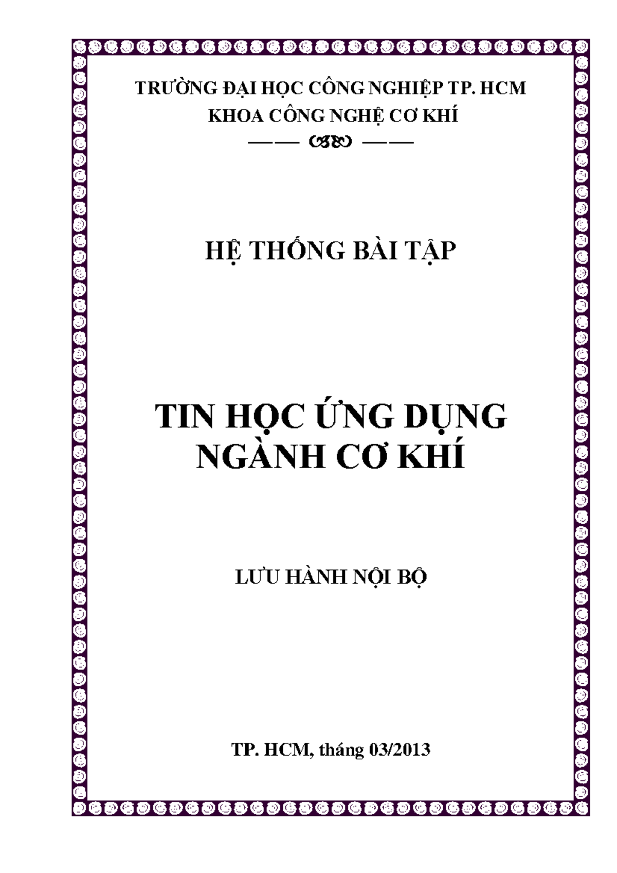 Hệ Thống Bài Tập Tin Học Ứng Dụng Ngành Cơ Khí - Autocad - Studocu