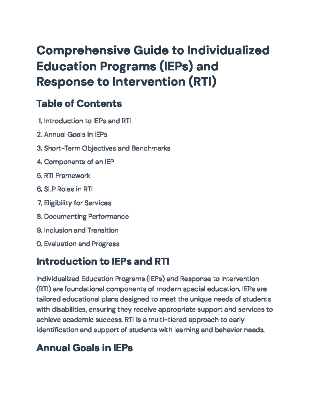 IEPs and RTI: Comprehensive Guide for Special Education Strategies ...