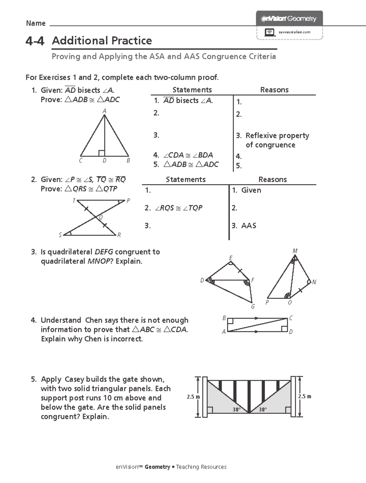 Geometry 4-4 - Name savvasrealize 4-4 Additional Practice Proving and ...